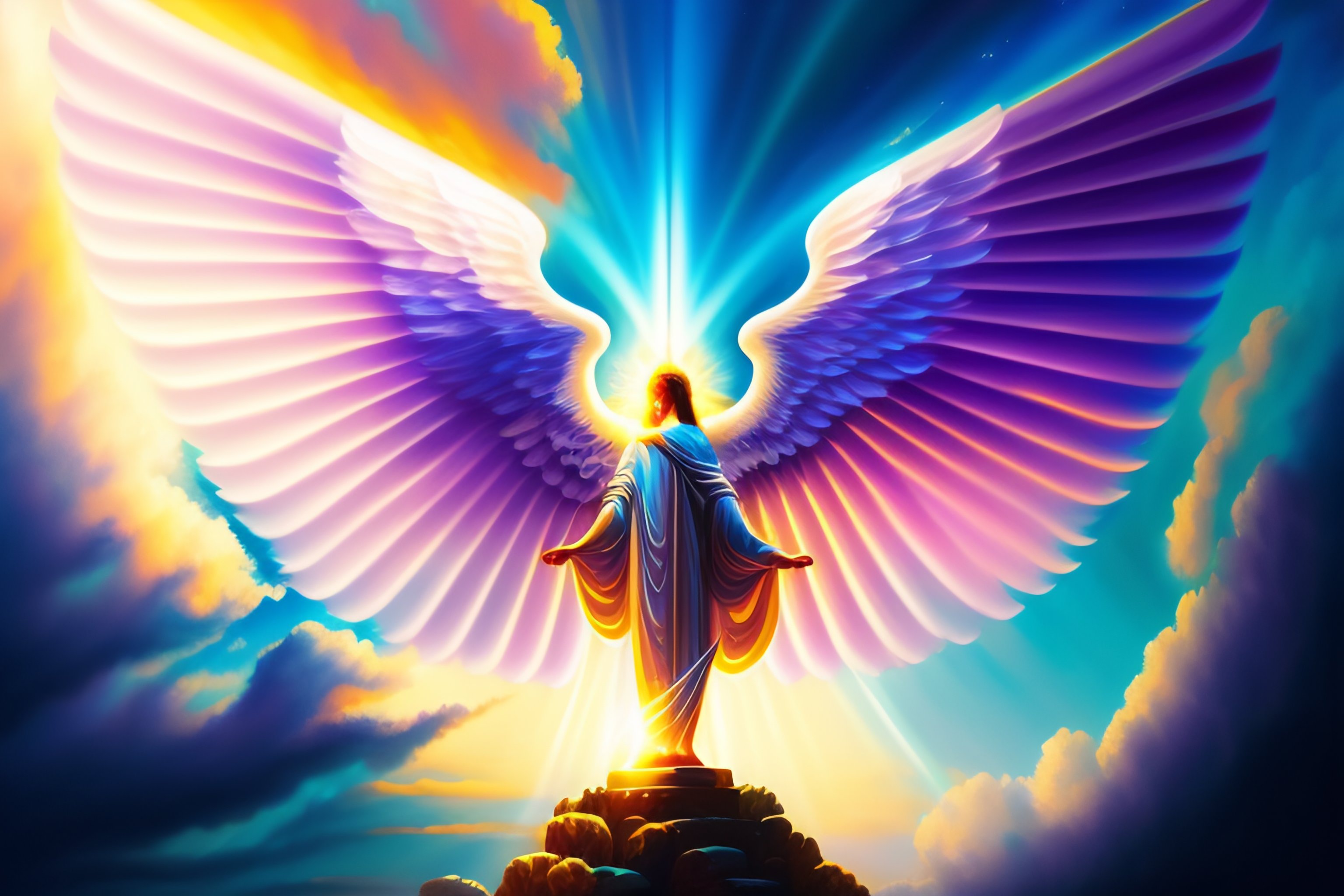 Lexica - Horizontal background, with clouds, splendor, angelic, rays of ...