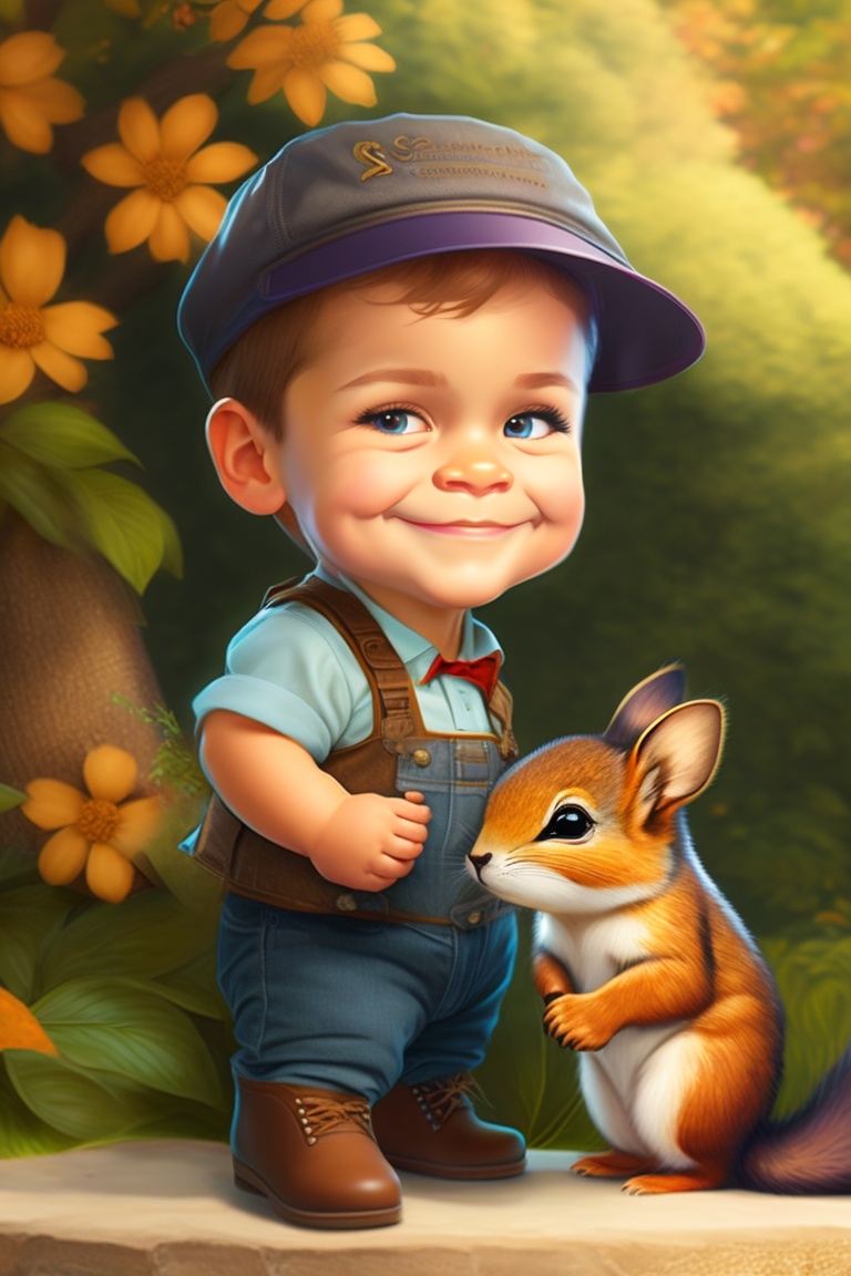 Lexica - Comic book art work, Sammy human male child meets Nutty, a ...