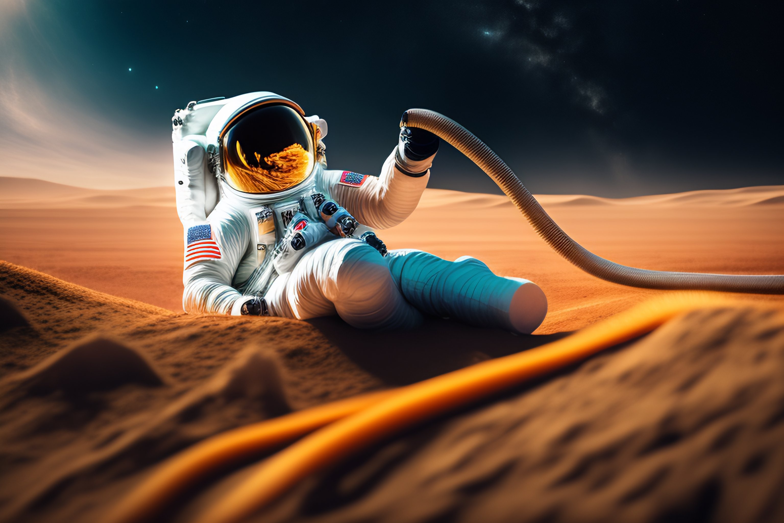 Lexica - Astronaut's arms and legs are stretched super long into noodles