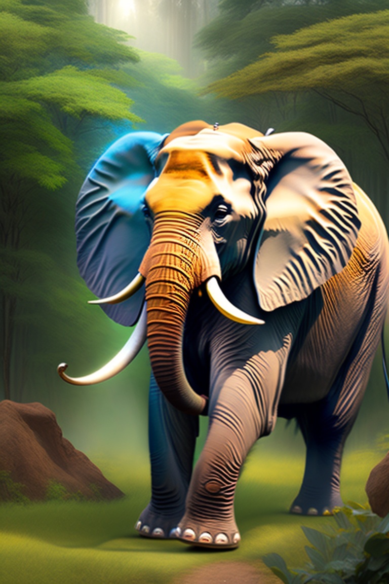 Lexica - African elephant fighting with a lion in green forest ...