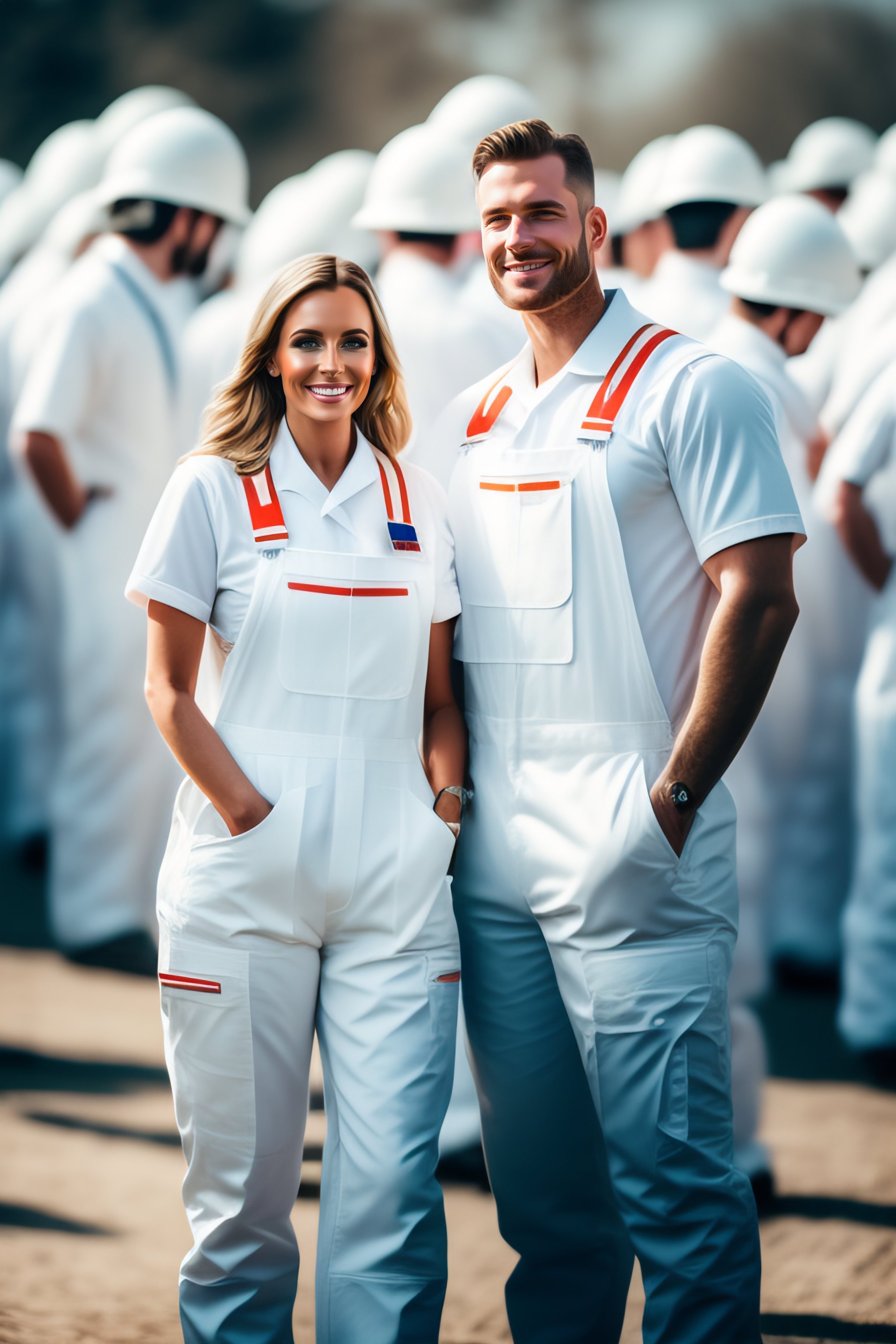 Lexica - Thousands of white people wearing white maintenance uniform ...