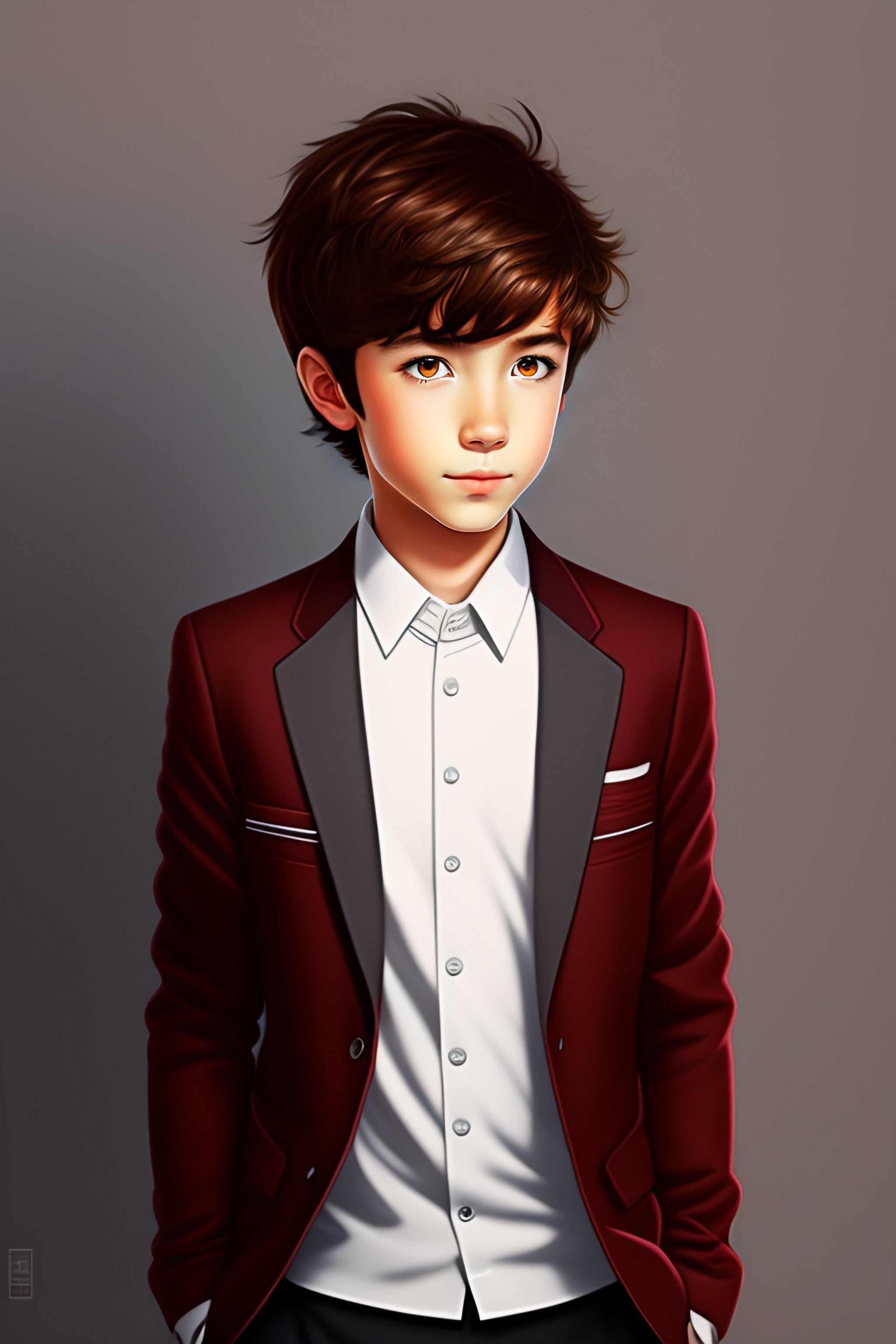 Lexica - Portrait of a anime cartoon of a 12 year old boy with brown ...