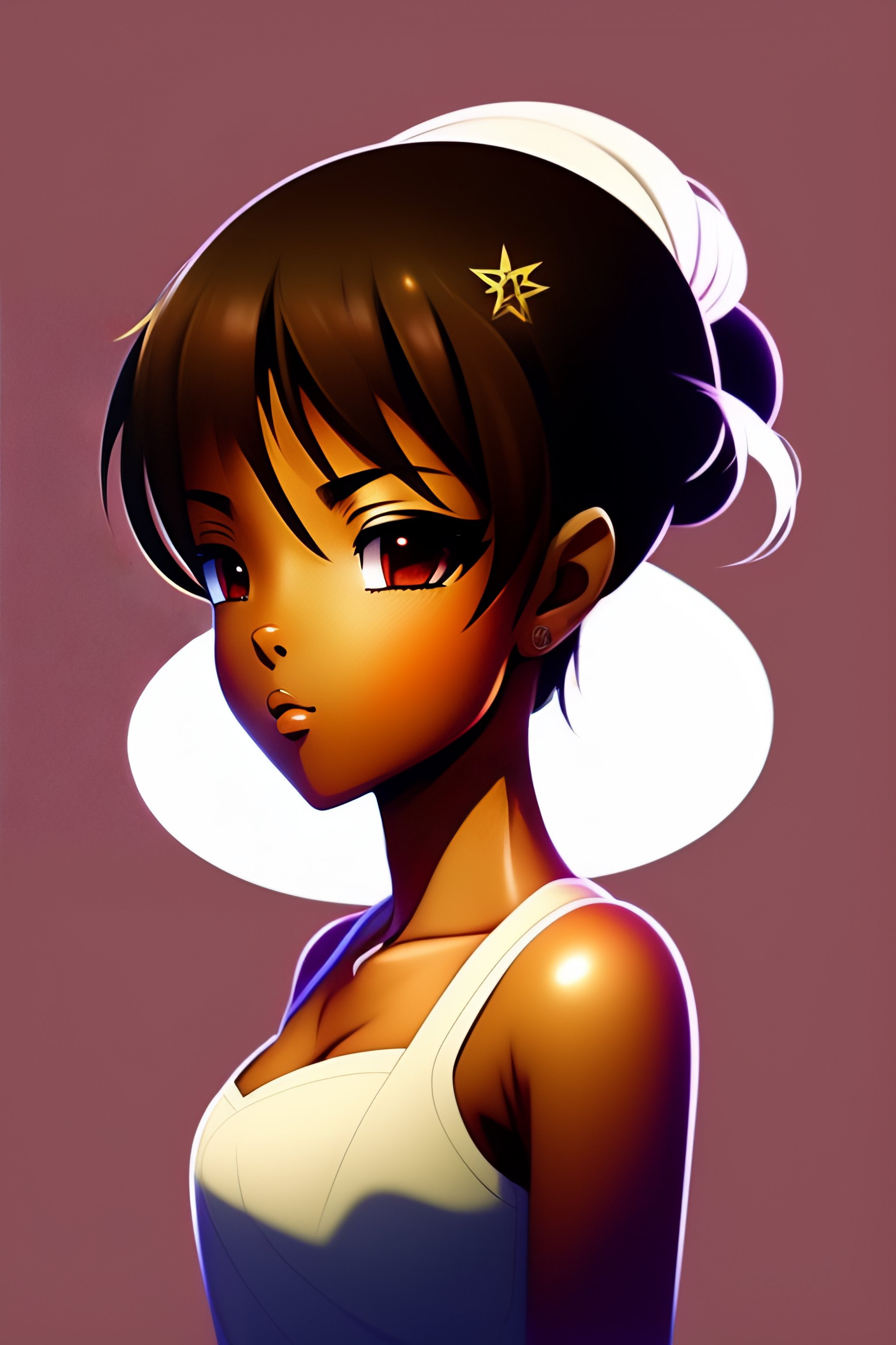 Lexica - Anime character face, brown skin, logo, simplistic ...