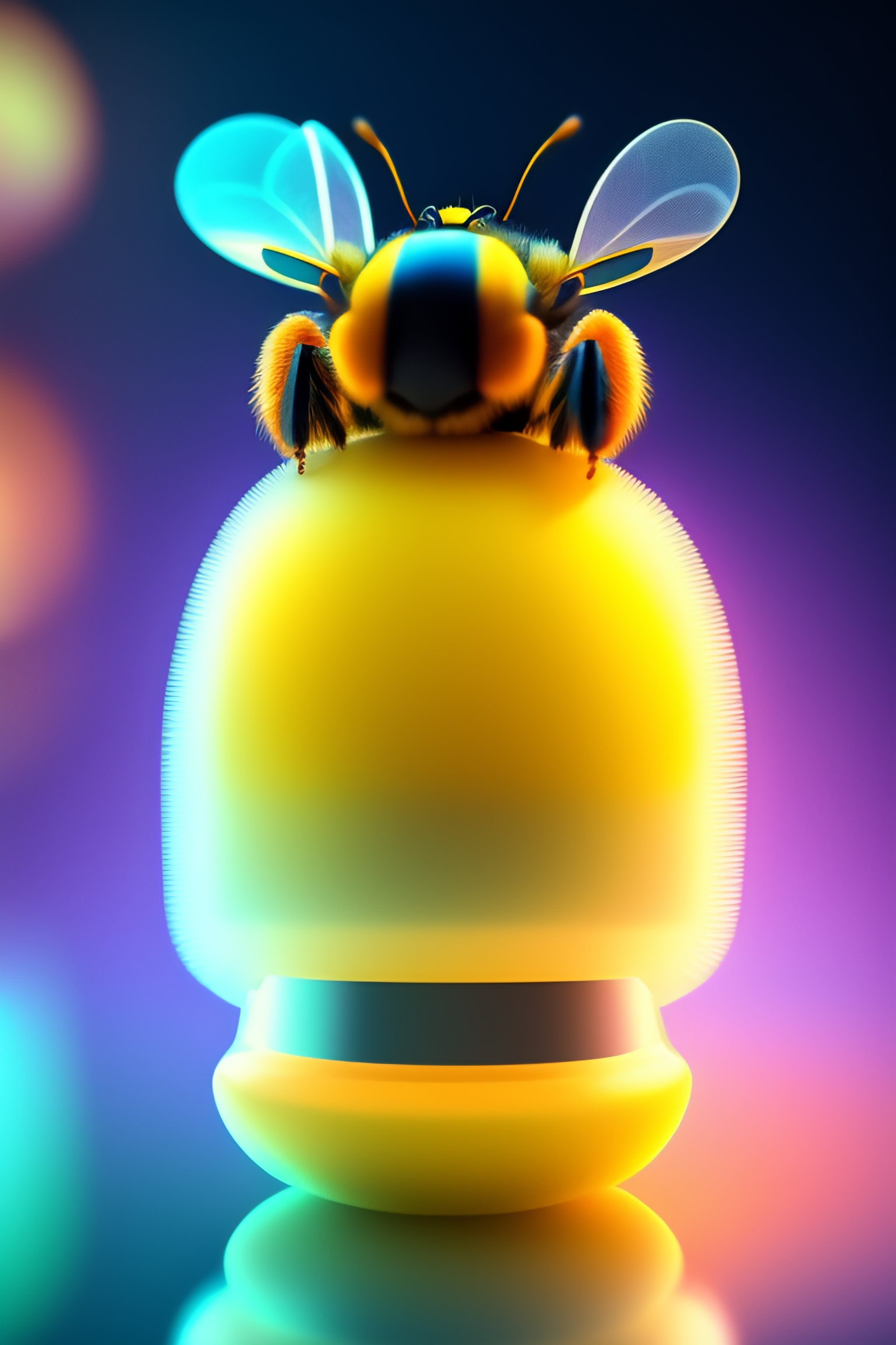 Lexica - A 3d render of a cute fuzzy pet bee insect dressed in a white ...