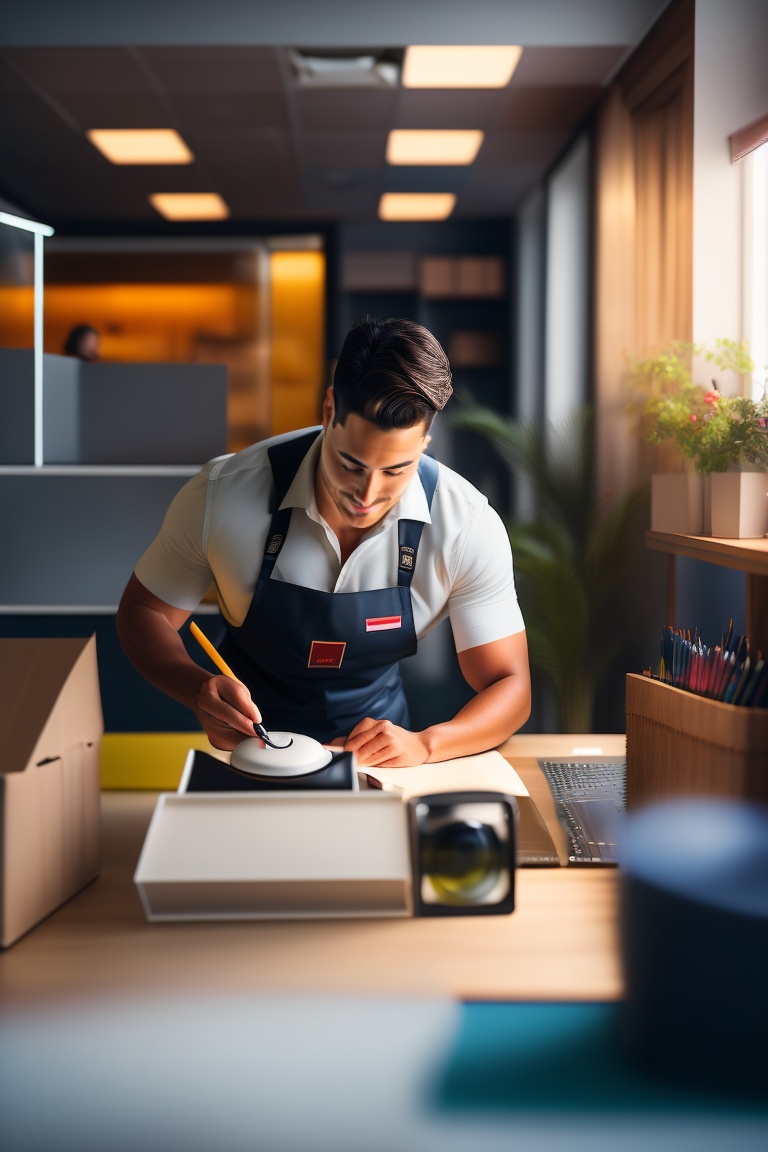 Lexica - A modern office showing employee working on workspace ...