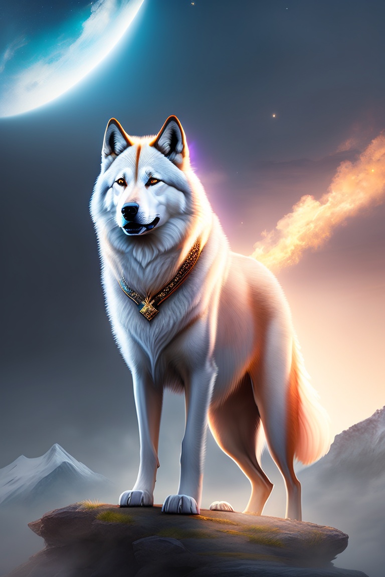 Lexica - A white great white wolf, wearing a military general uniform ...