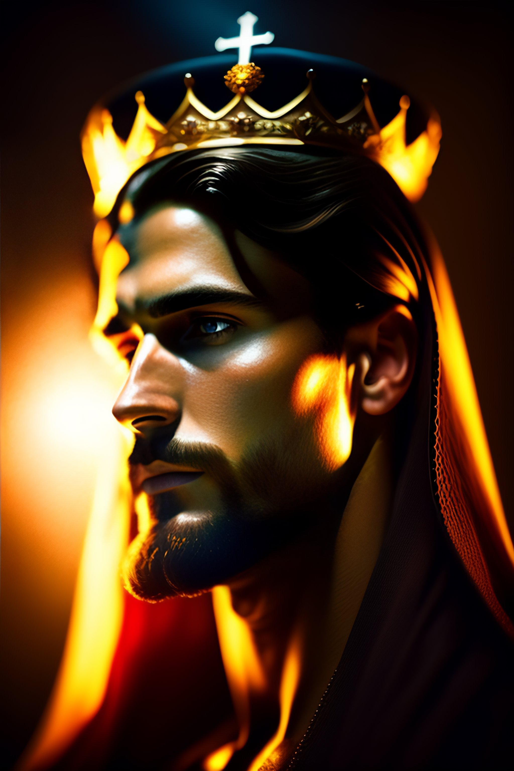 Lexica - Jesus, king, crown of thorns, realistic photography, shining ...