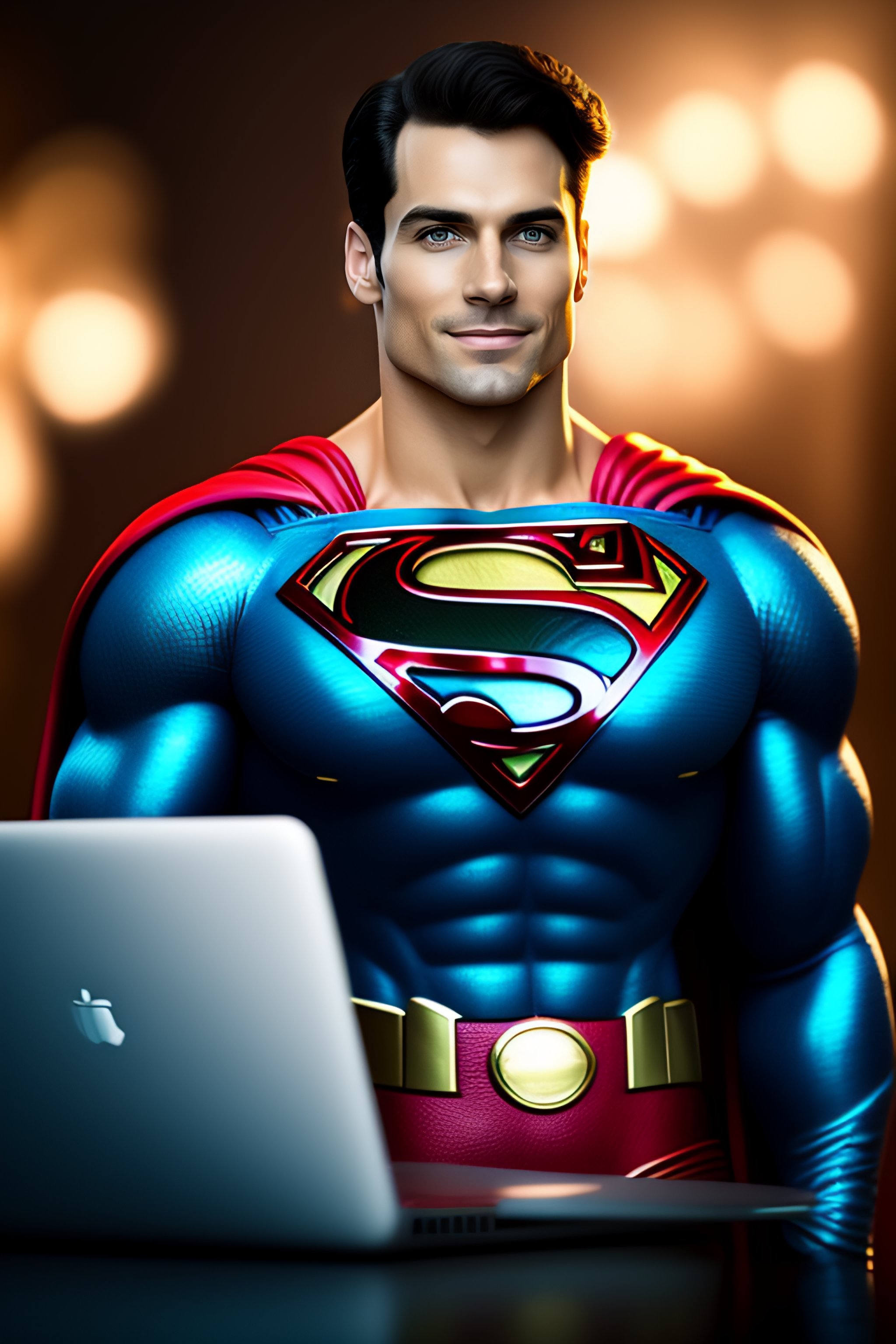 Lexica - It guy with a laptop in a superman costume and posture