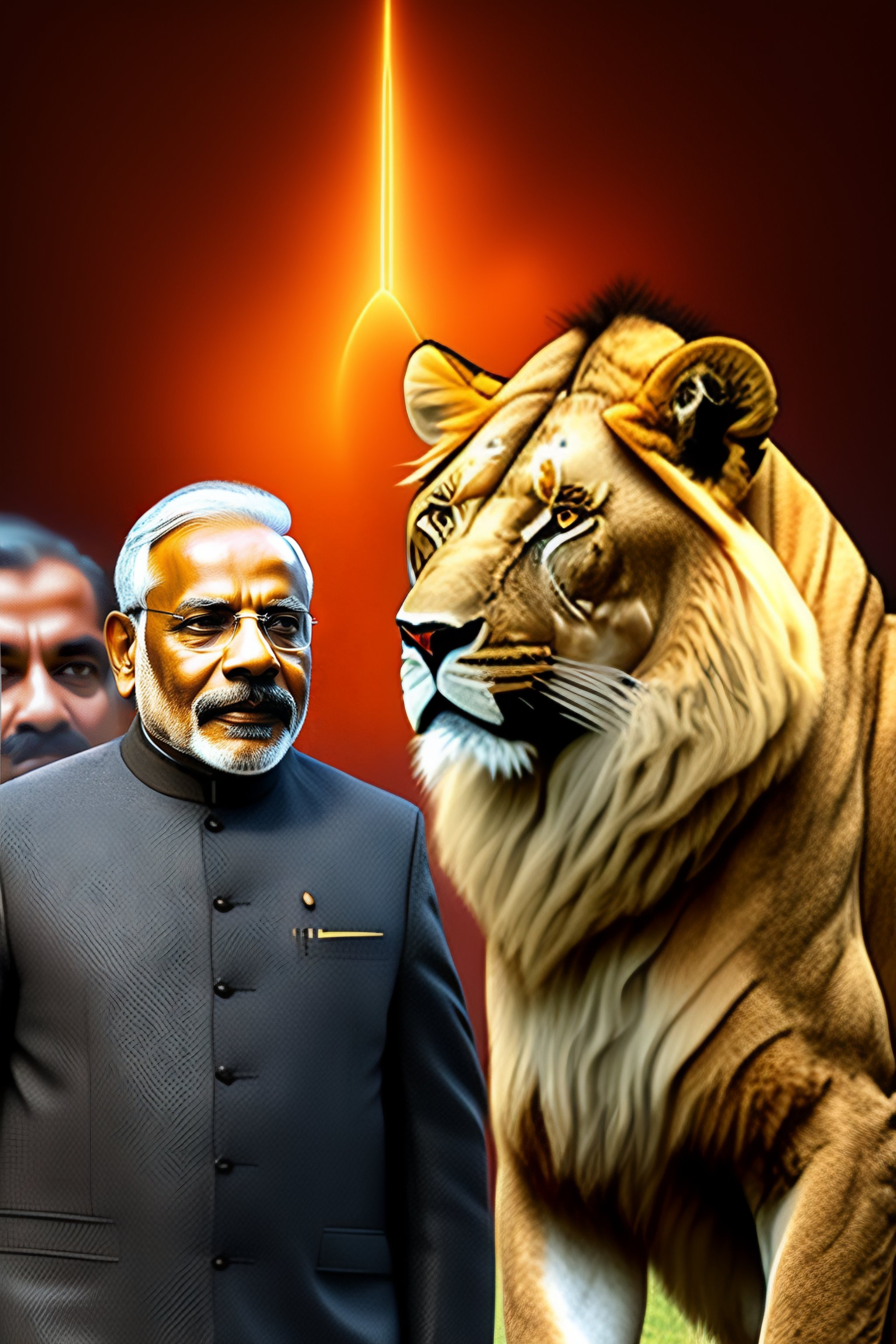 Lexica - Narendra Modi with lions