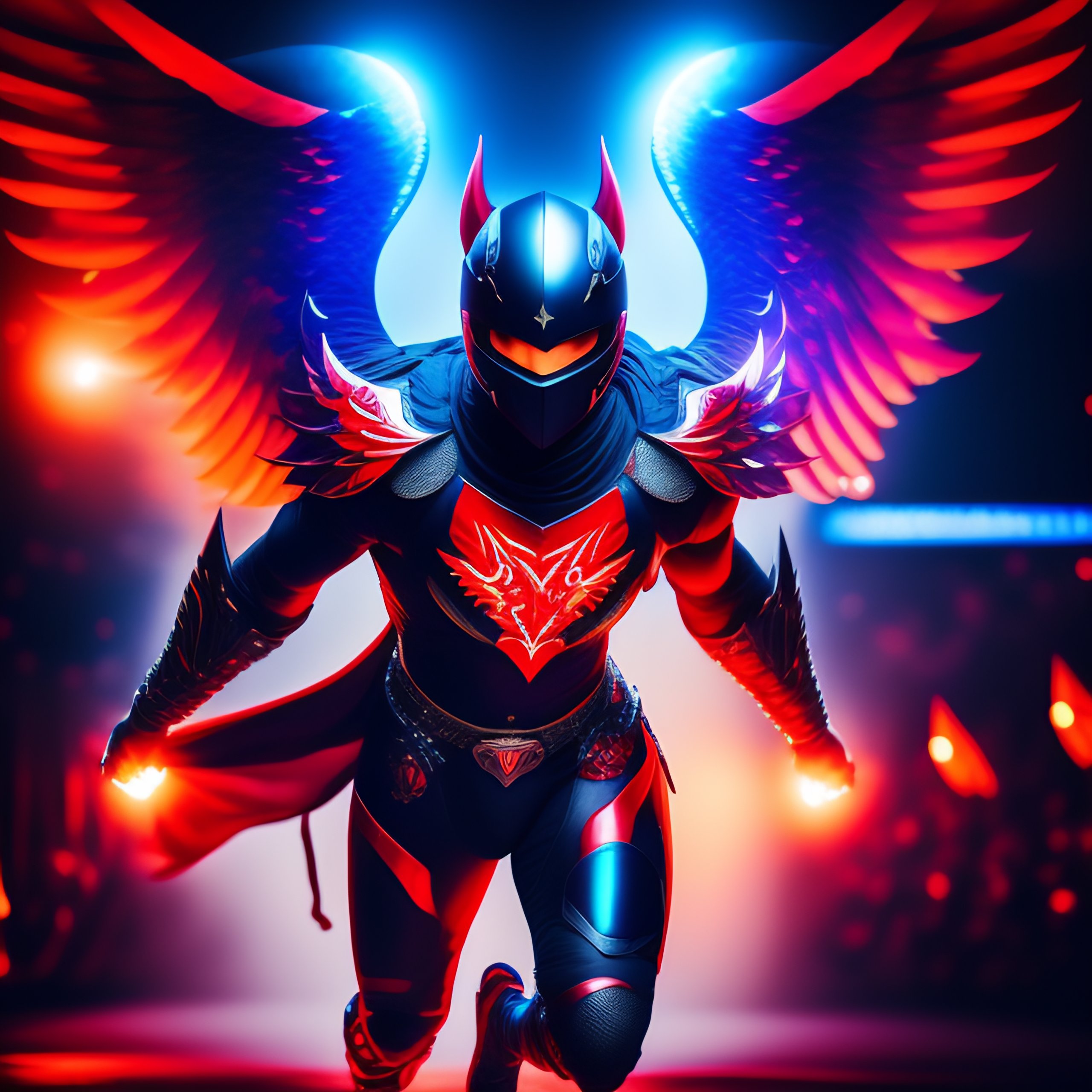 Lexica - Devil ninja warrior with wings, wearing platinum armor and ...