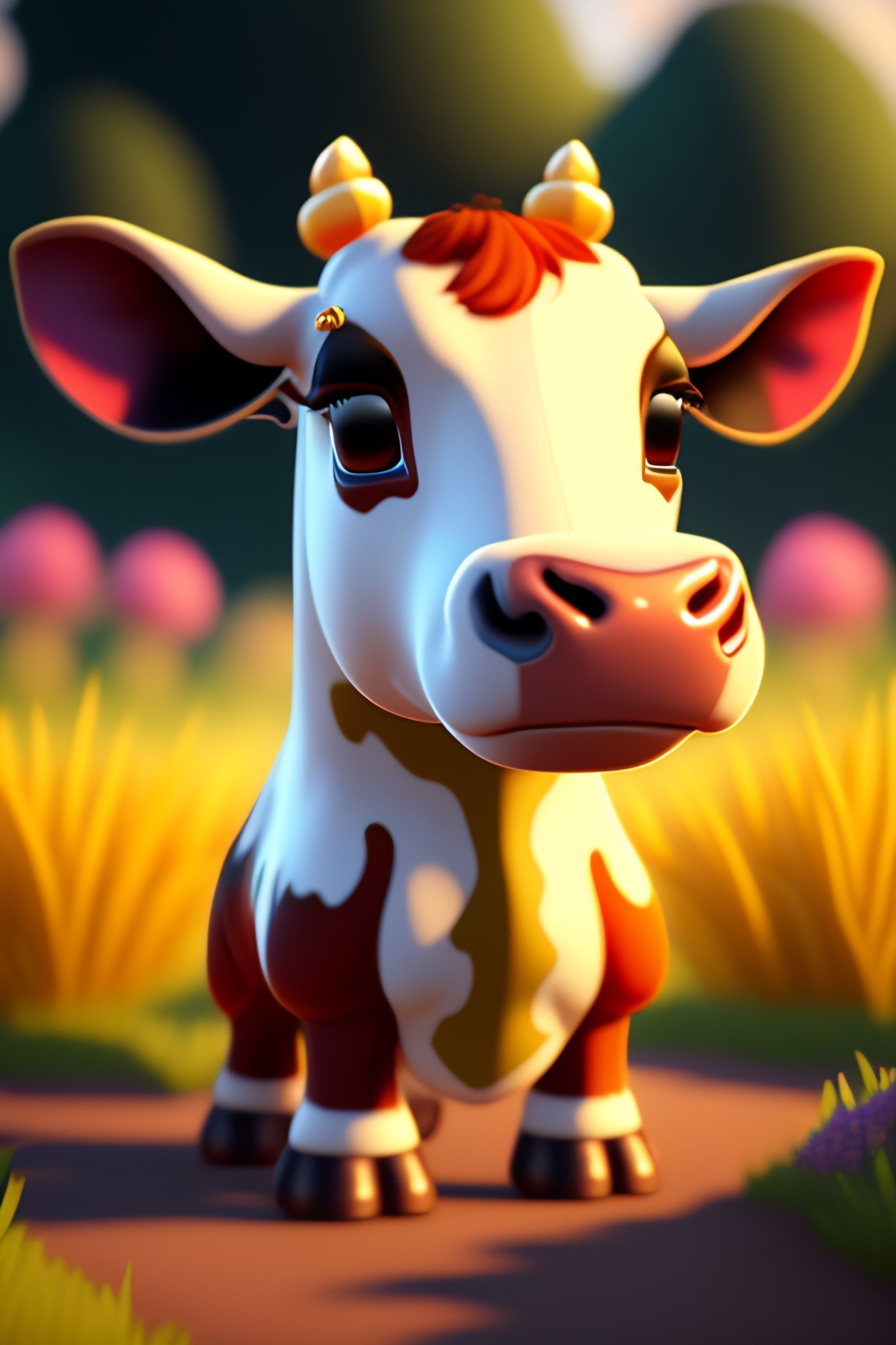 Lexica - Happy cute cow cartoon character in old Disney style in 2d ...