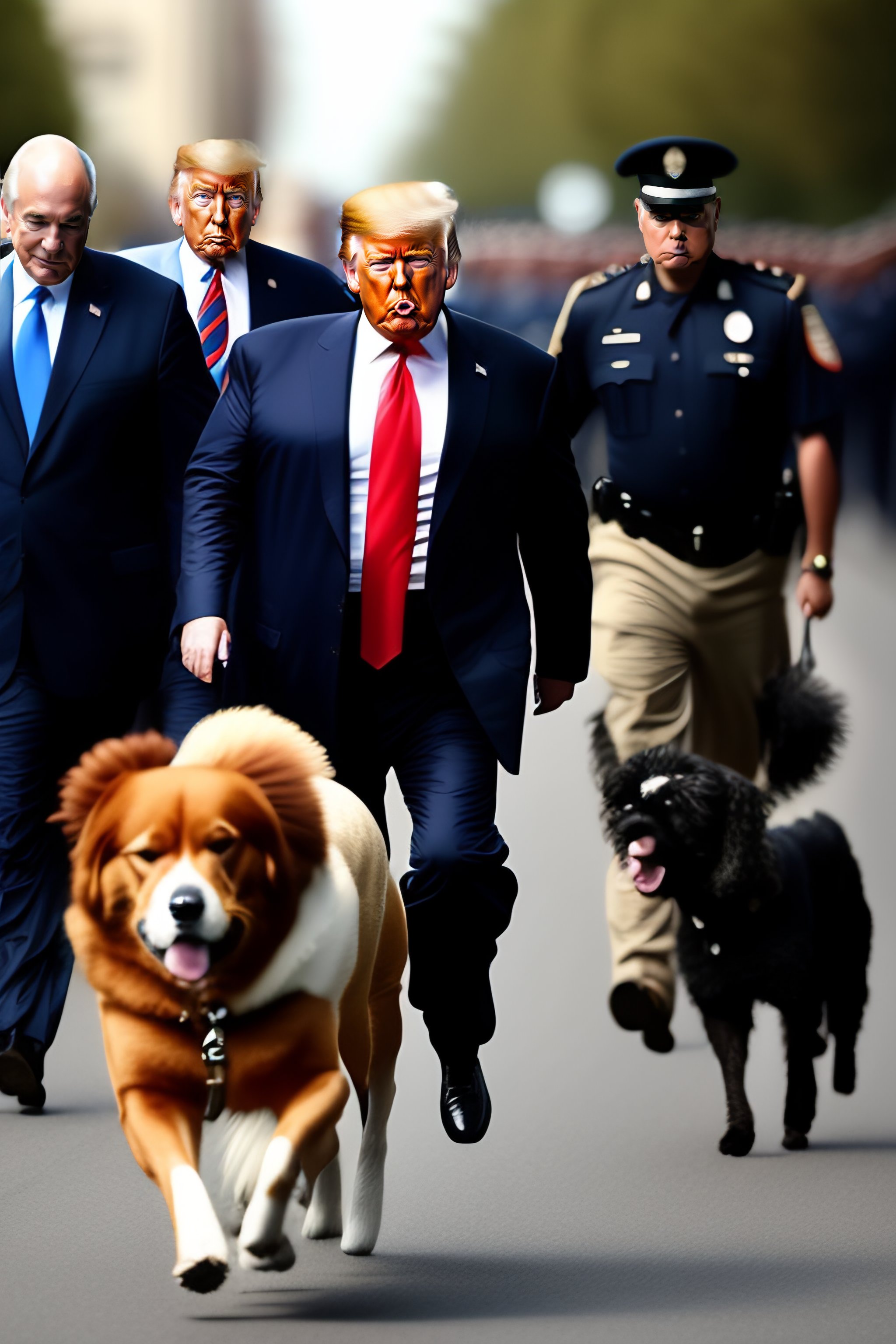 Lexica - Donald trump running from a dog