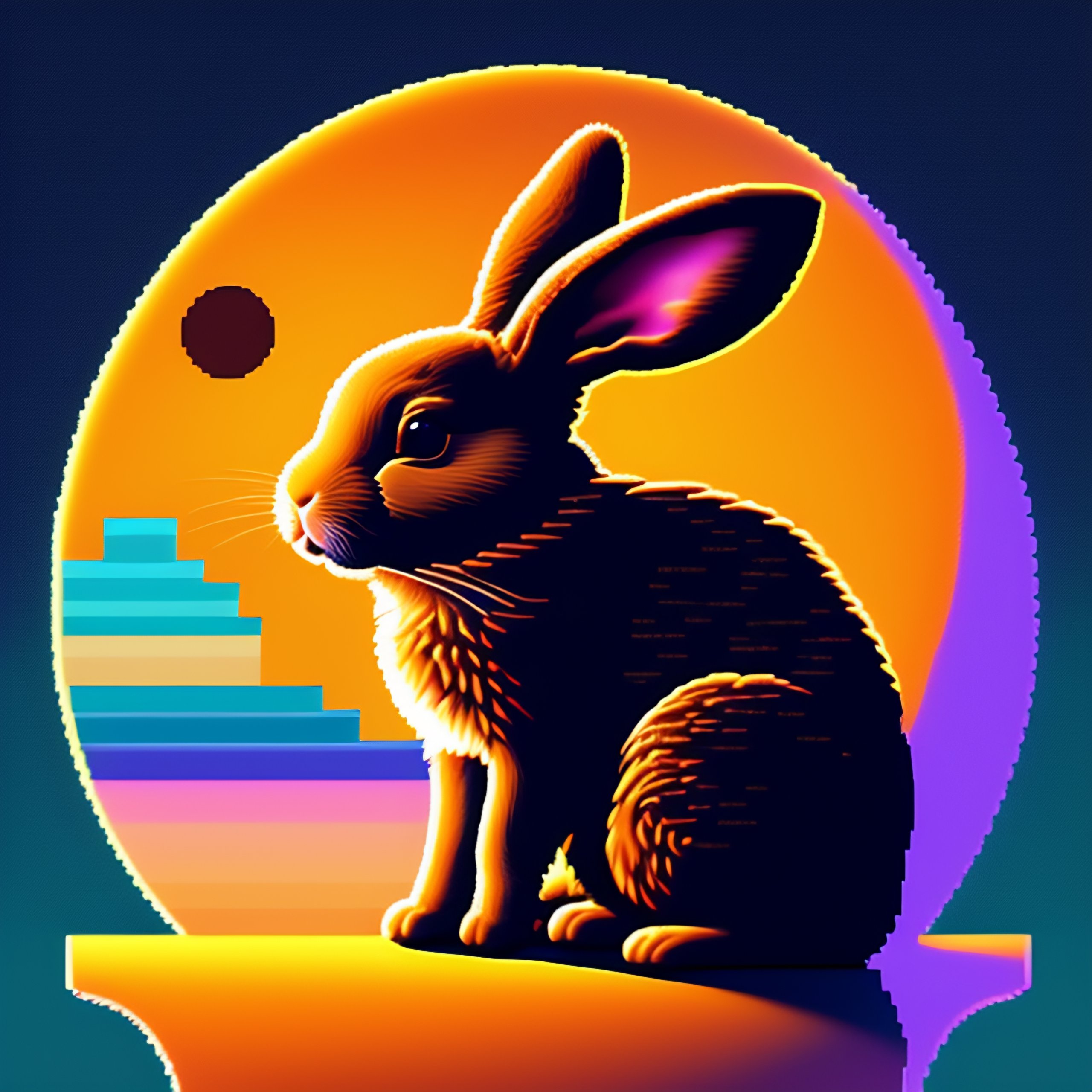 Chinese Art Rabbit Moon