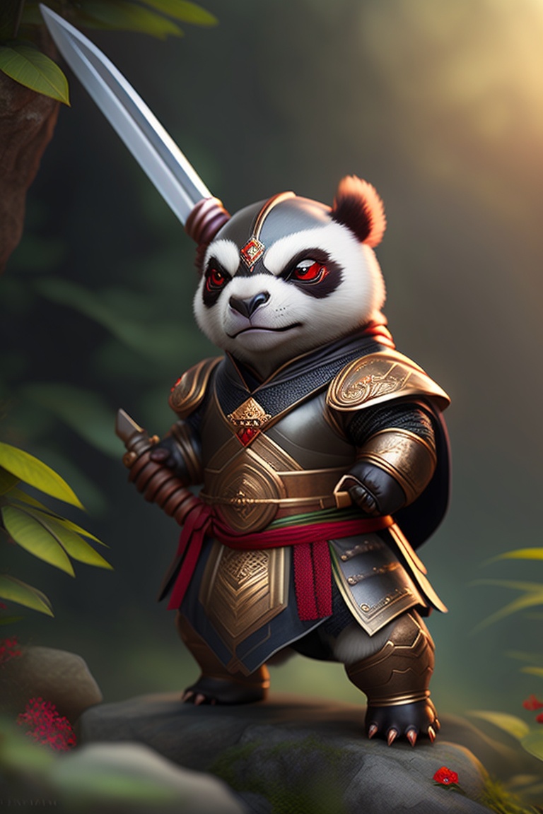 Lexica - Award-winning photo of a turtle samurai, red eyes, holding two ...