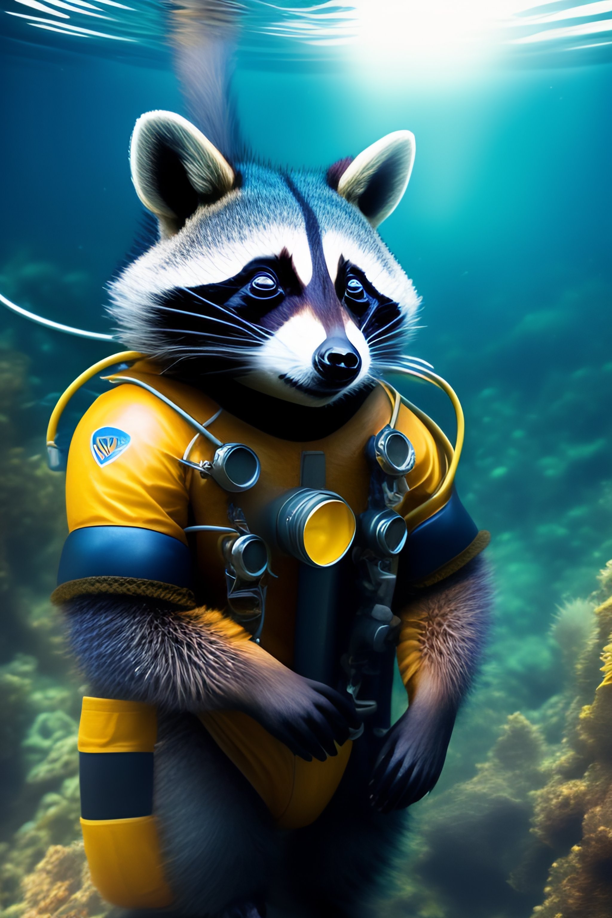 Lexica - Crazy raccoon in a diving suit