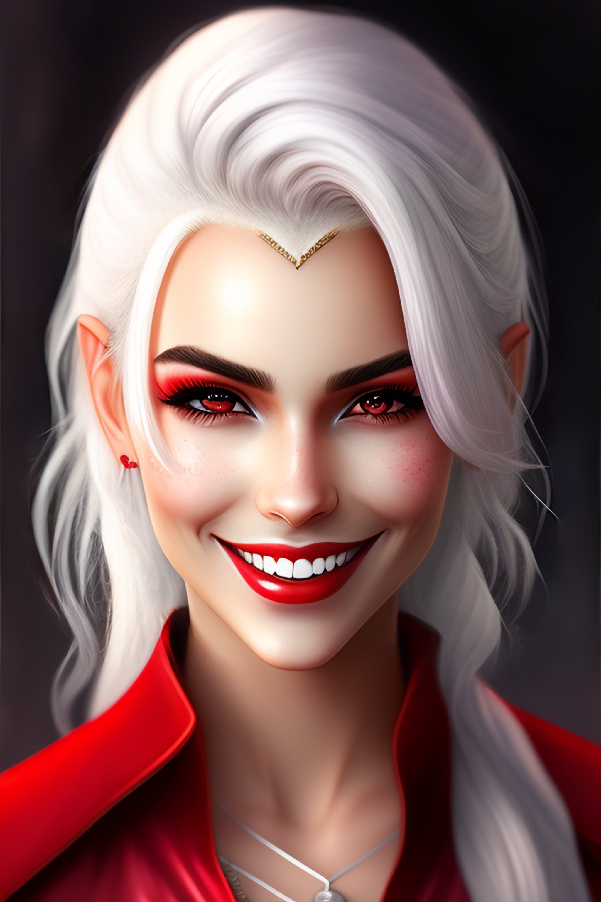 Anime Vampire Girl With Fangs And Red Eyes