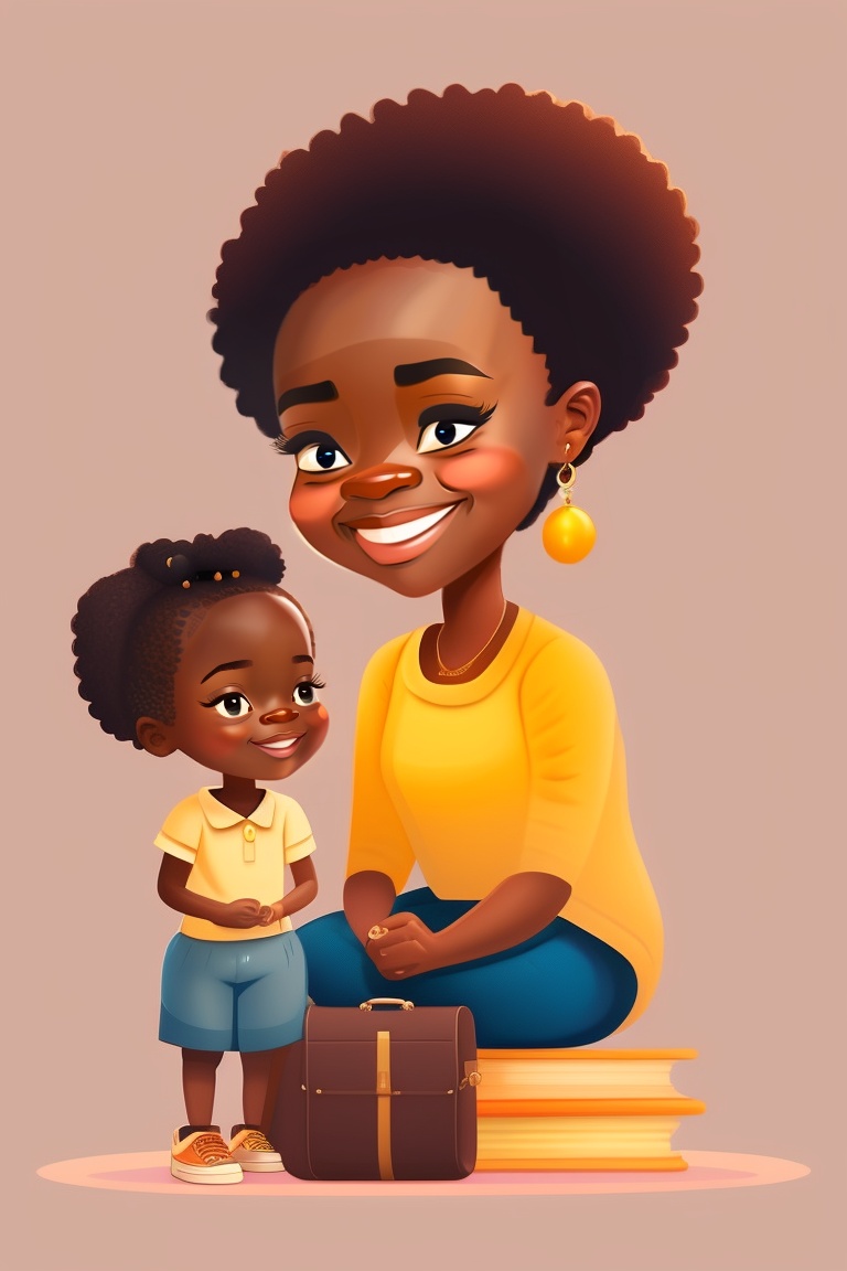 Lexica - A heartwarming cartoon illustration of an African child and ...