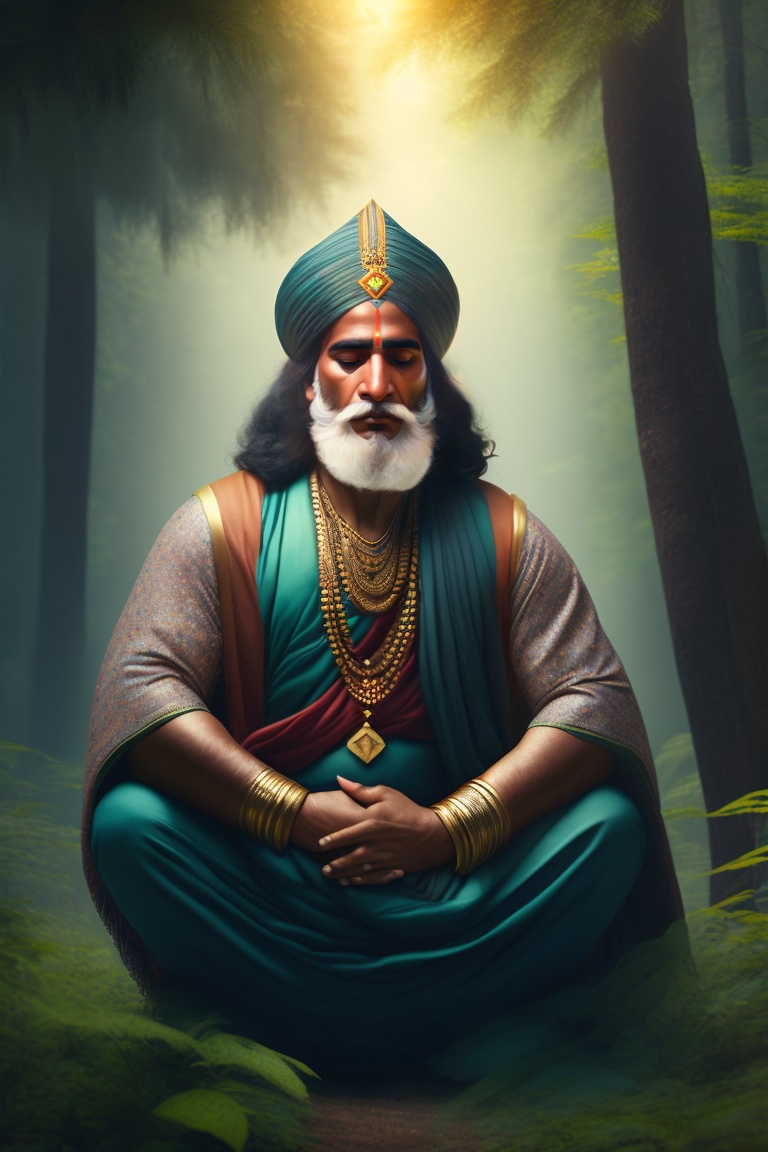 Lexica - Ancient Indian man meditating in the forest village, saint ...