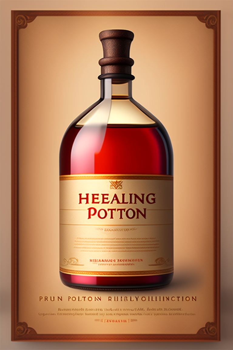 Lexica - Flyer advertisement for healing potion, red potion, glass ...