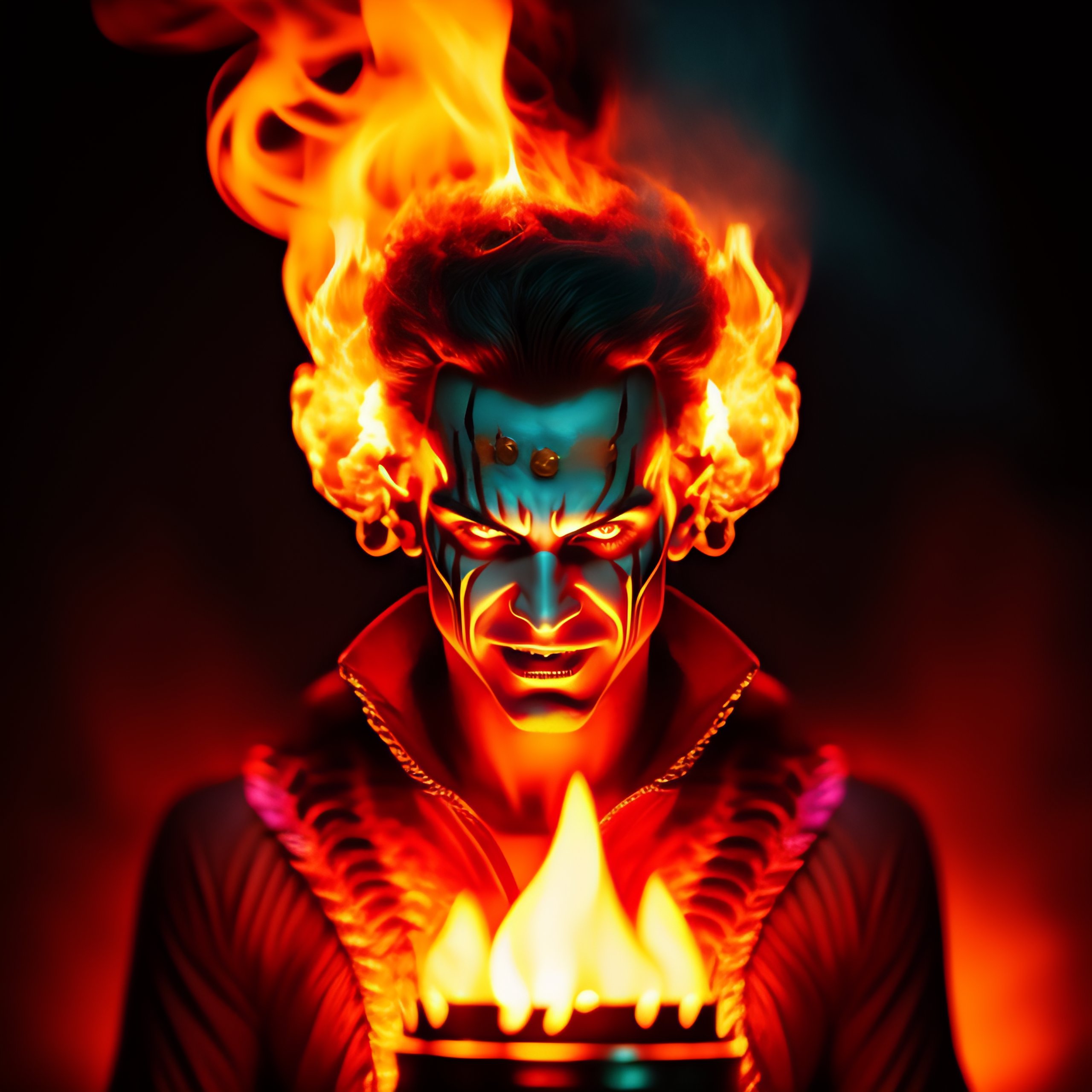 Lexica - Marvel comic style, crown of flames, horror, clown, ambient ...