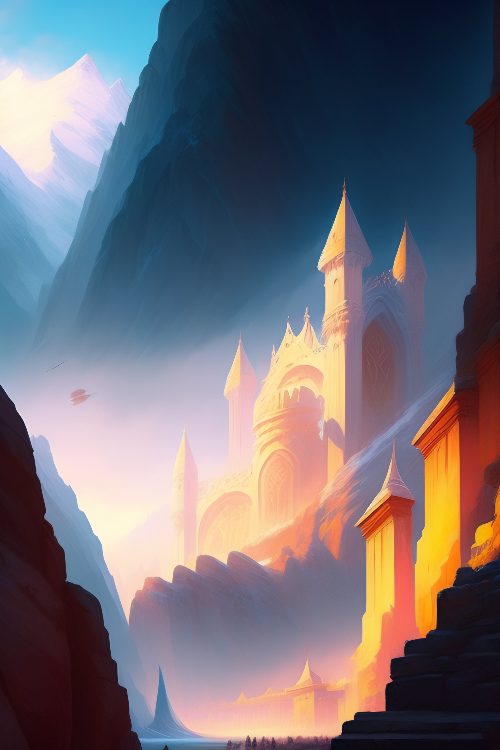 Lexica - A beautiful artwork illustration, minas tirith, high contrast ...