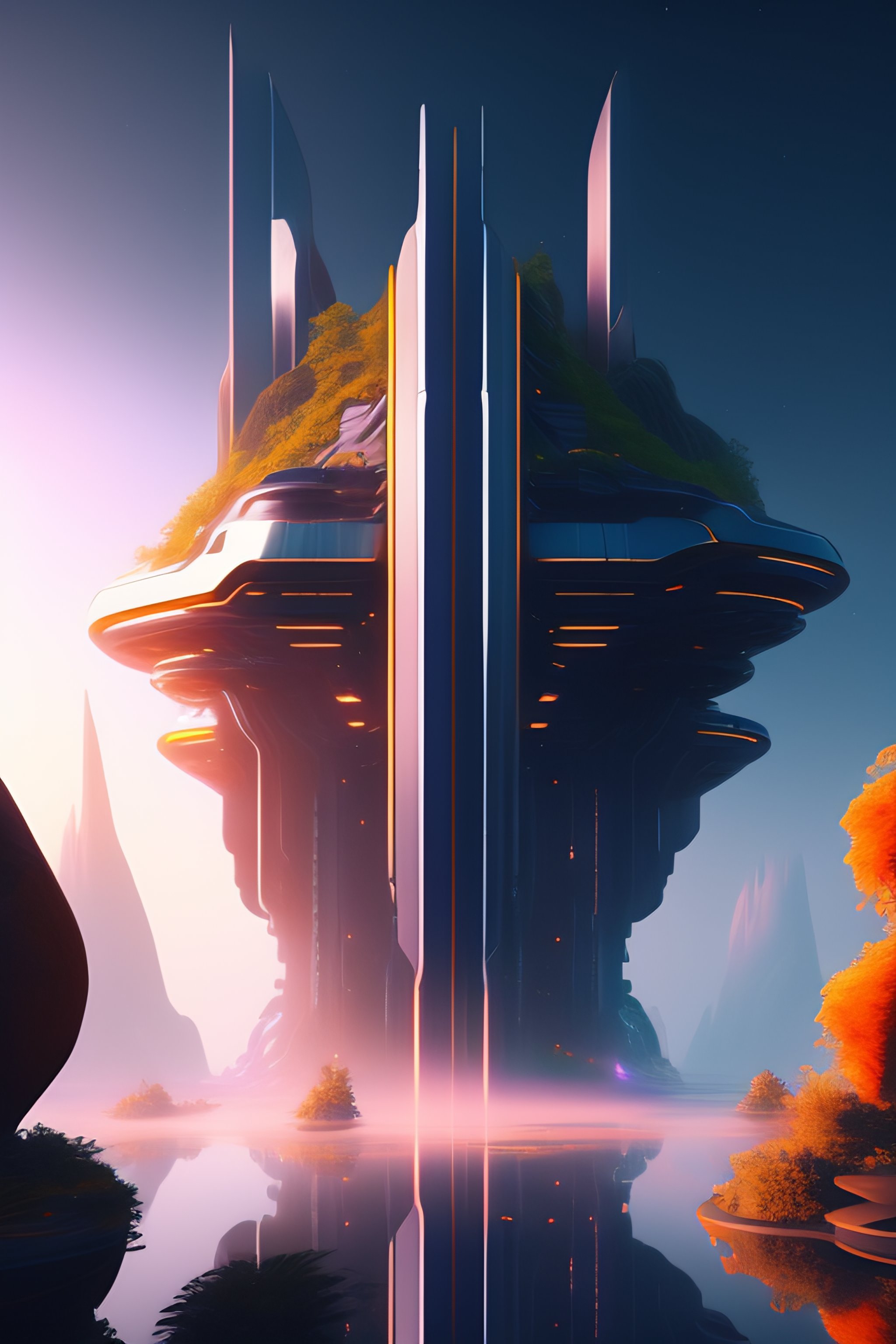 Lexica - Highly detailed futuristic fantasy architecture , spaceship ...