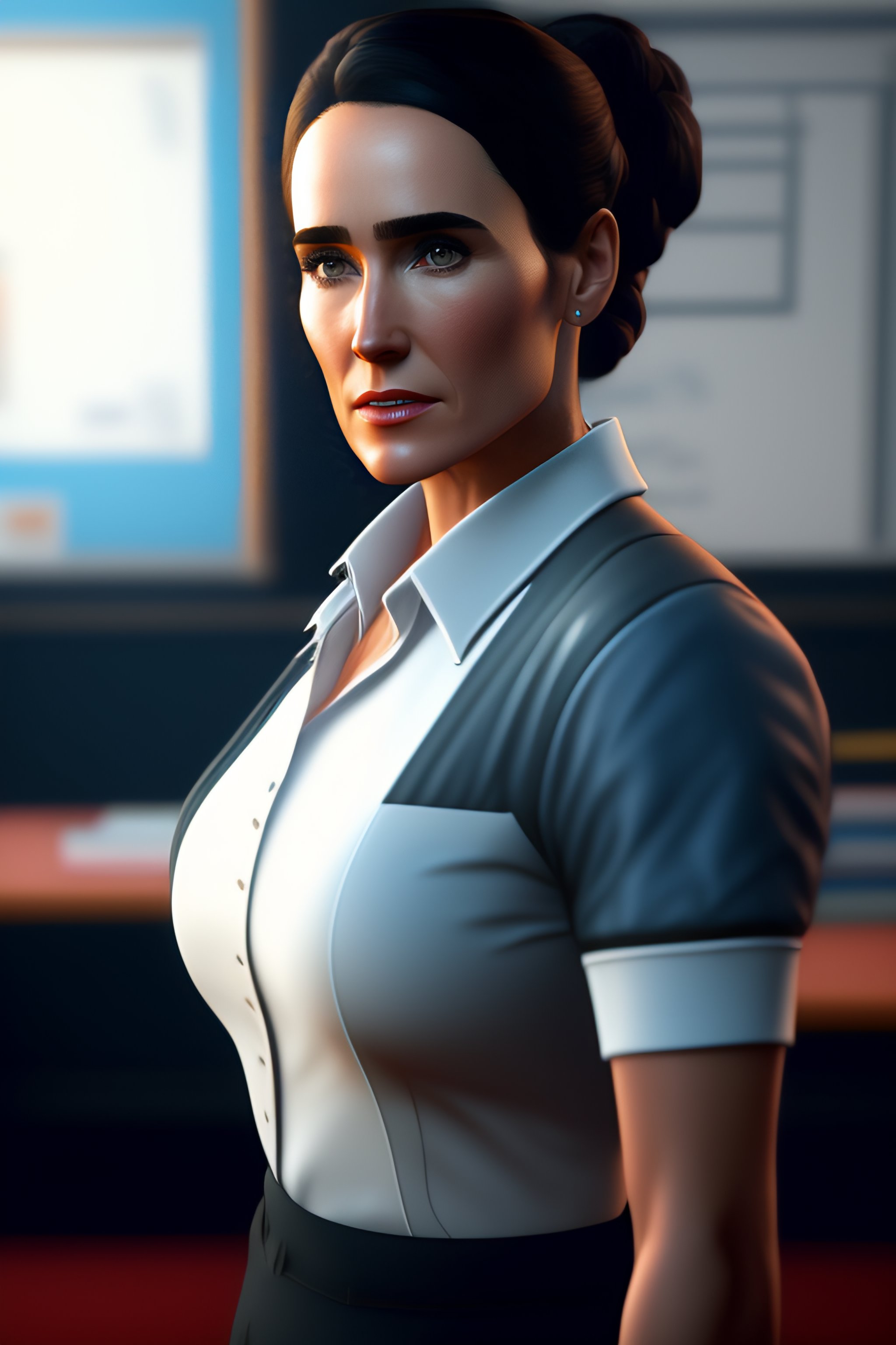 Lexica - Jennifer Connelly as a beautiful school teacher, wearing tight ...