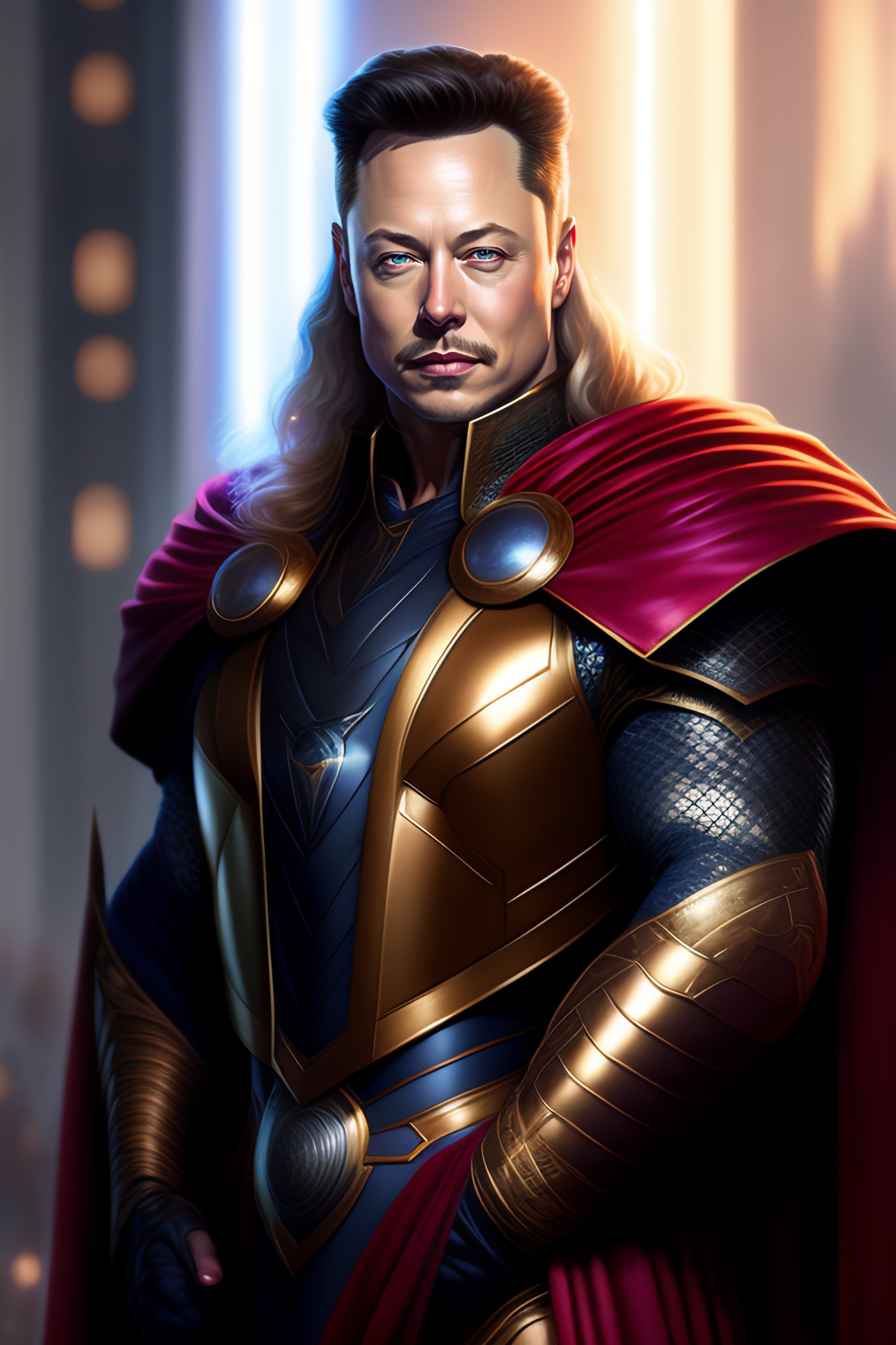 Lexica - Elon musk as thor, realistic portrait, symmetrical, highly ...