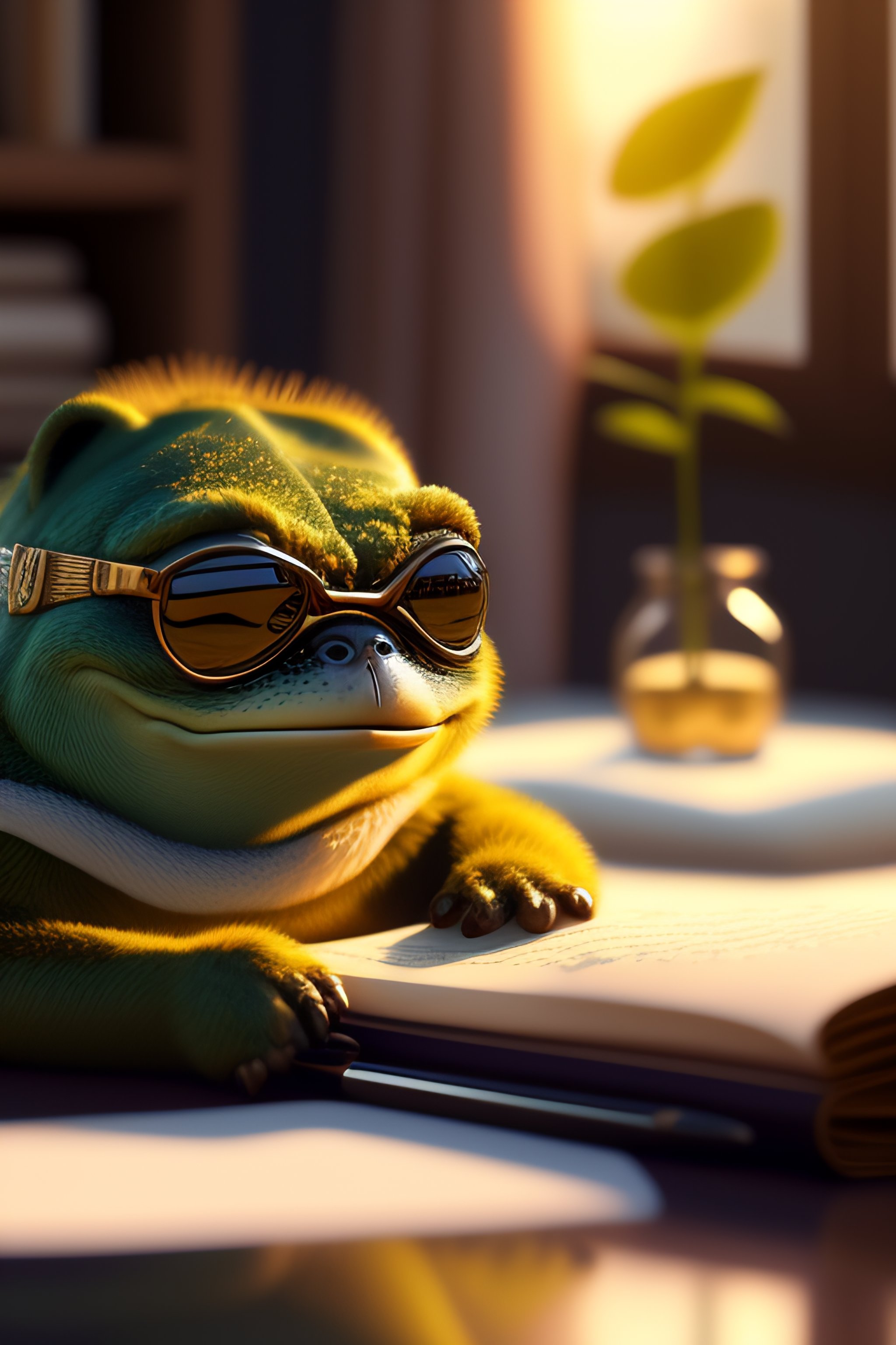 Lexica - An exhausted pepe the frog commiting tax fraud, paperwork ...