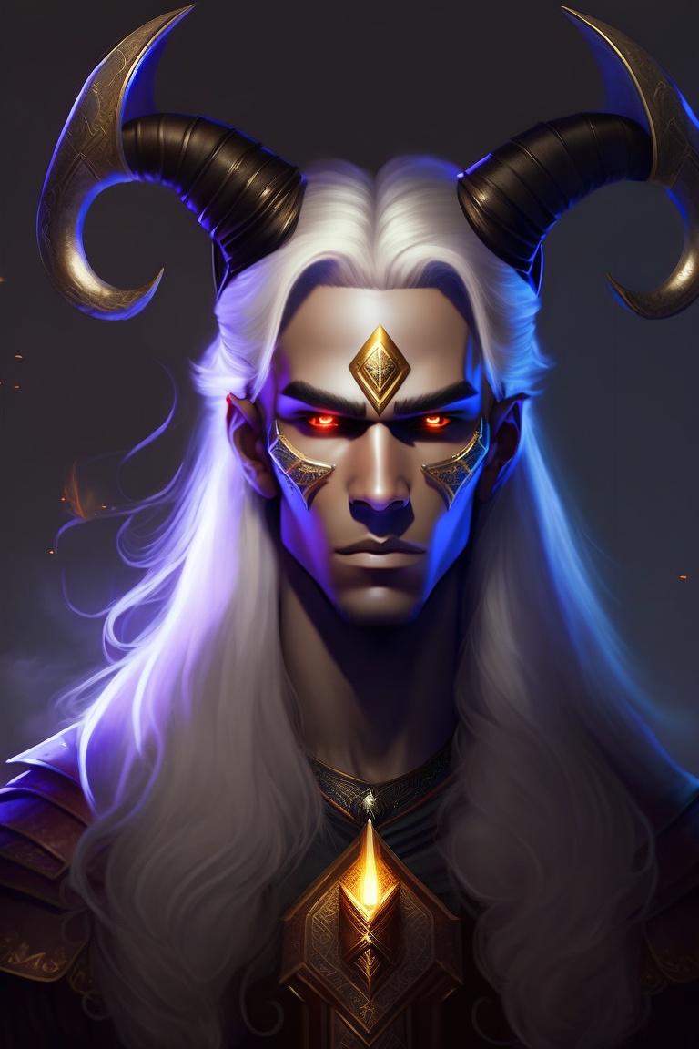 Lexica - Realistic photo, young white haired demon man, golds, blacks ...