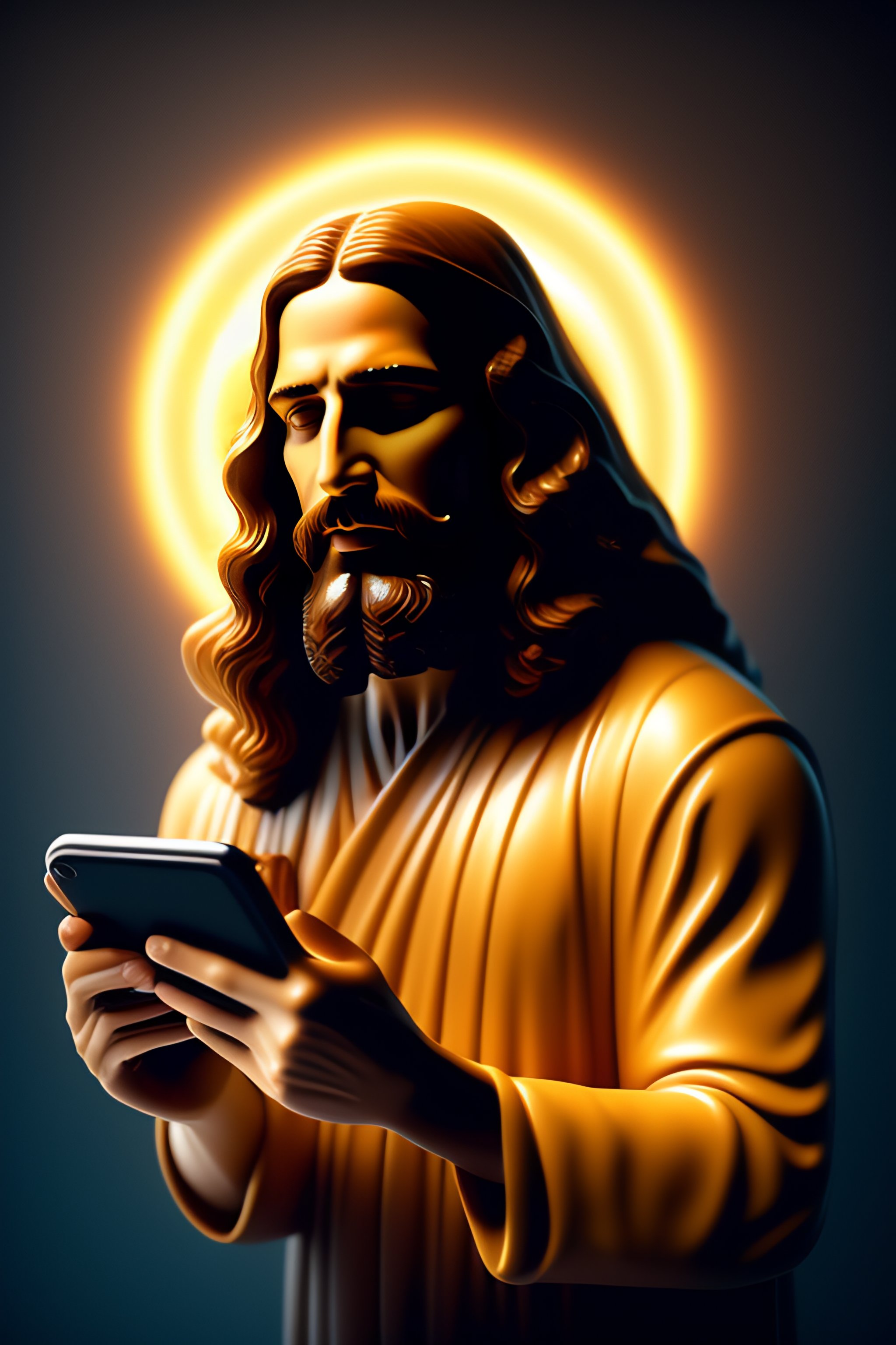 Lexica - Jesus blowing a talking on cell phone, very realistic