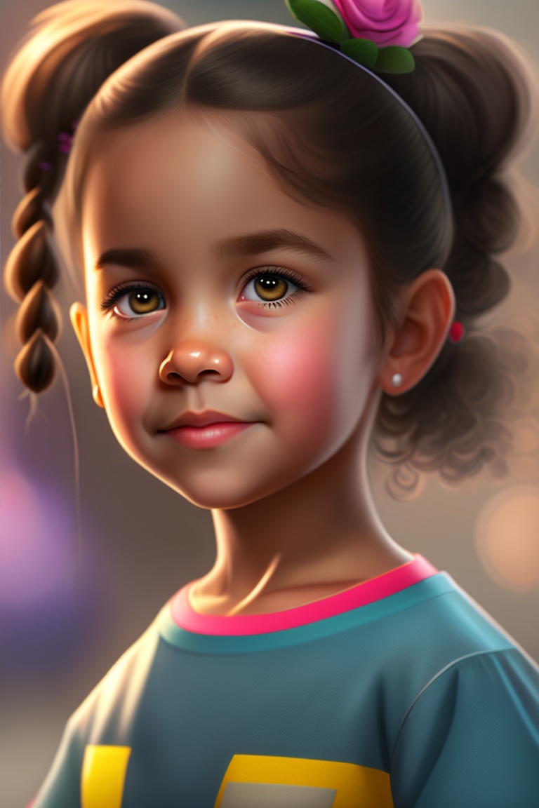 Lexica - Laura is a lively, beautiful child with hair in a ponytail ...