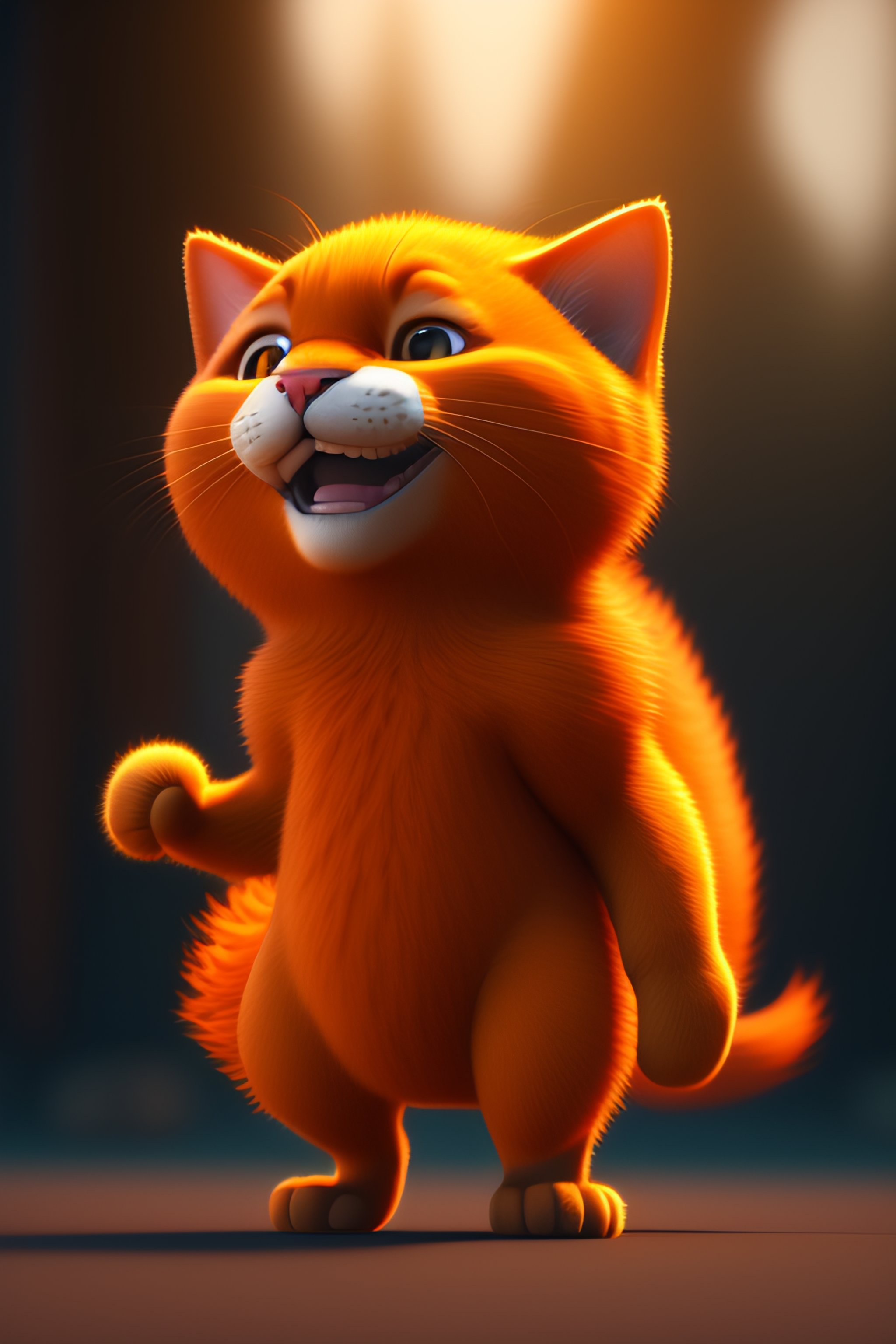 Lexica - Orang fury cat, long hai short legs, pixar style, moor cartoon ...