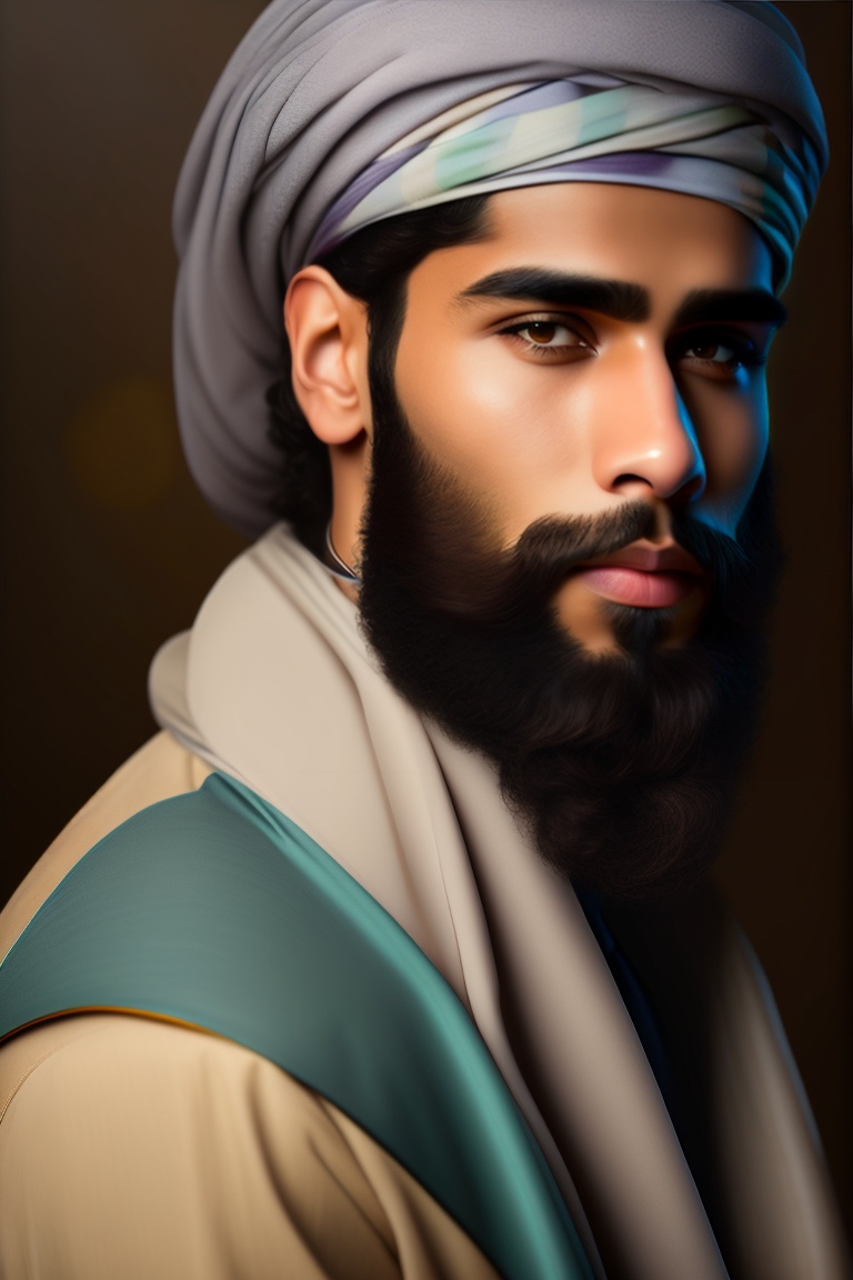 Lexica - Pure handsom islamic man, with beard, face om front, Original ...