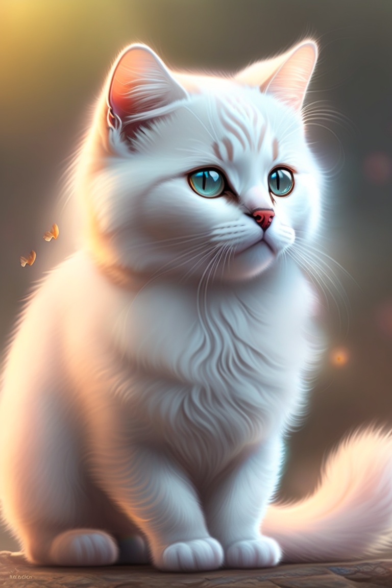 Lexica - Khaoo mane, white cat, cute, animate