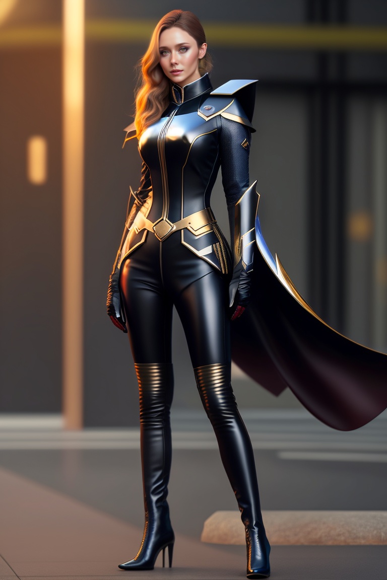 Lexica - Elizabeth olsen wearing a 2b cosplay, full body, background ...