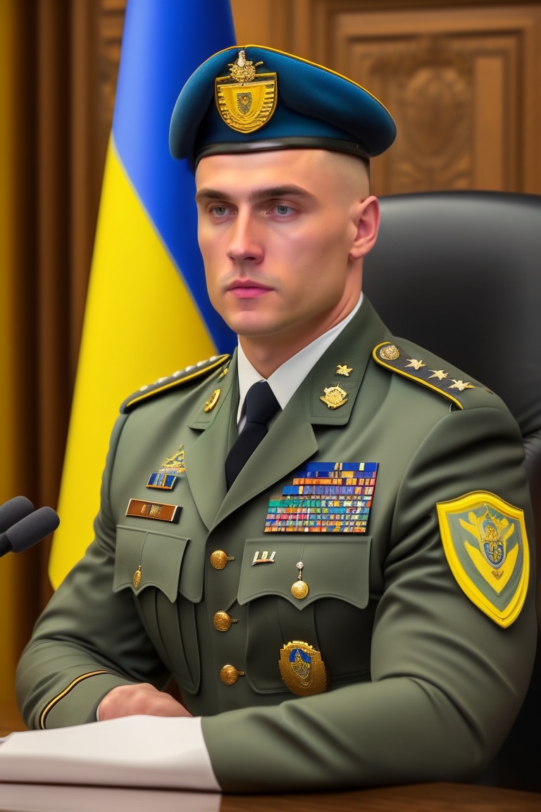 Lexica - Ukrainian intelligence officer, sitting in the office, stand ...