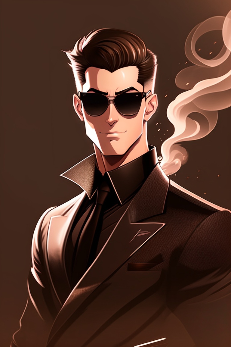 Lexica - A handsome man, black shadow like figure, a successful ...