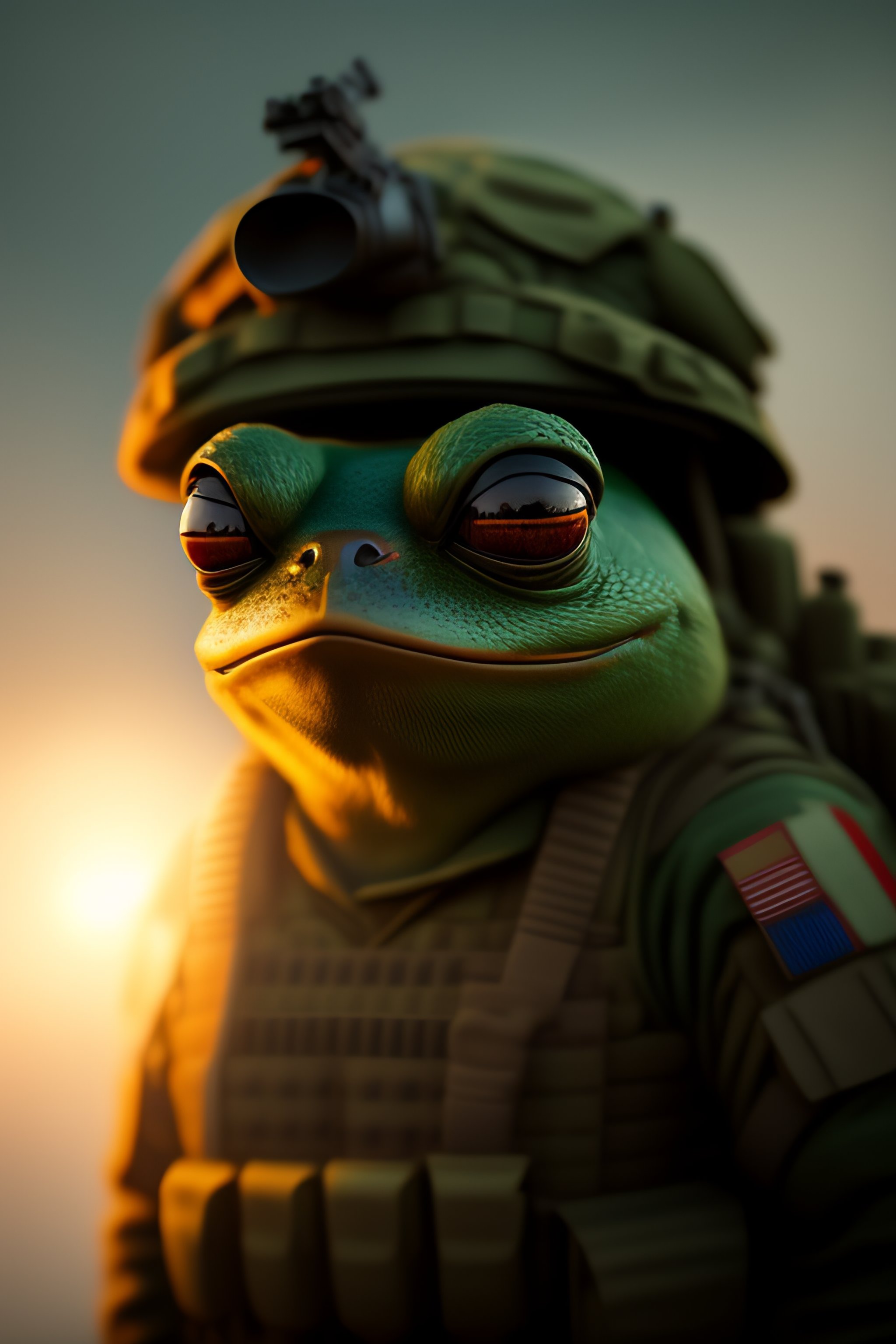 Lexica - An exhausted pepe the frog at the frontlines in the army at ...
