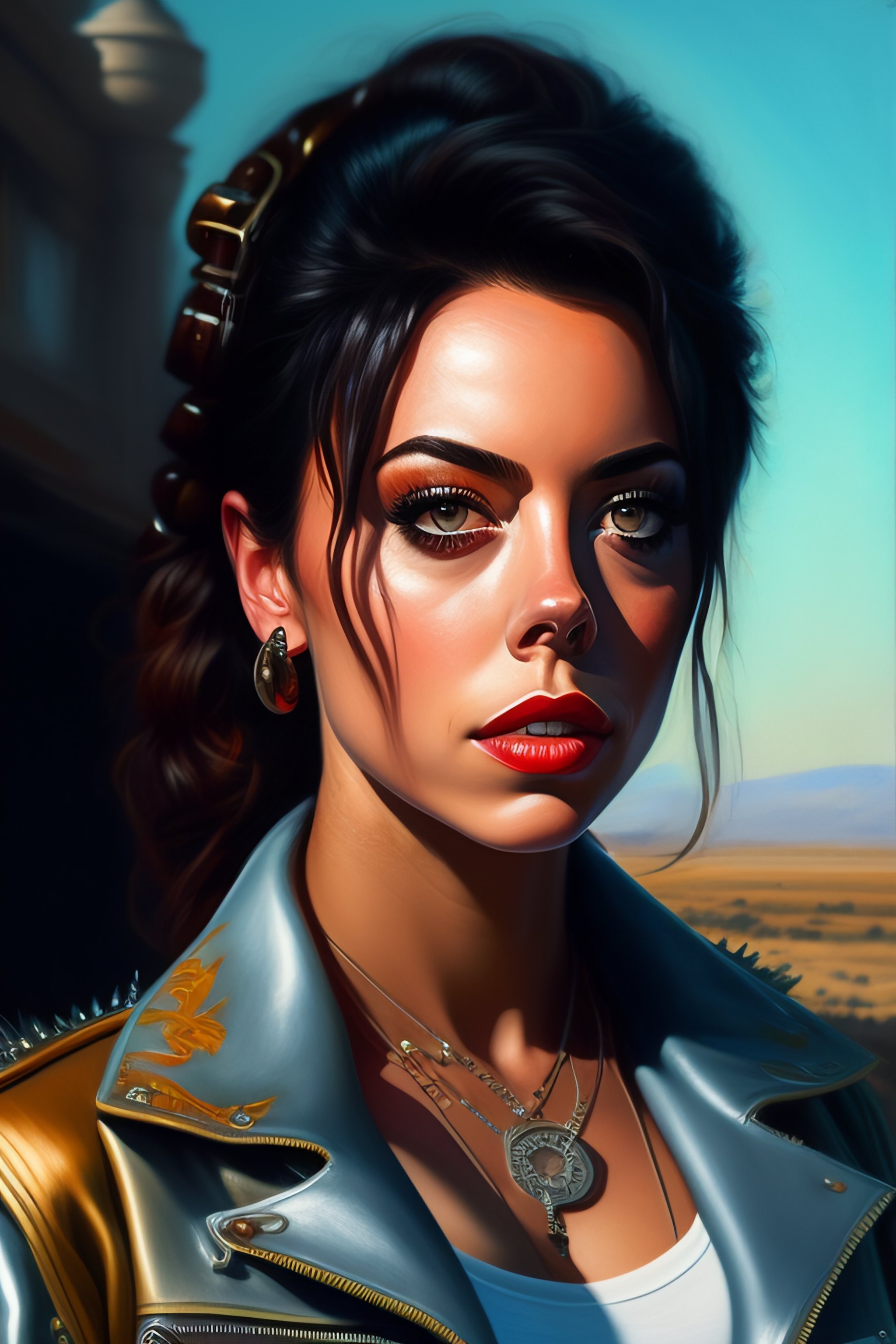 Lexica - Cute punk scull Aubrey plaza , mad max jacket, renaissance ...
