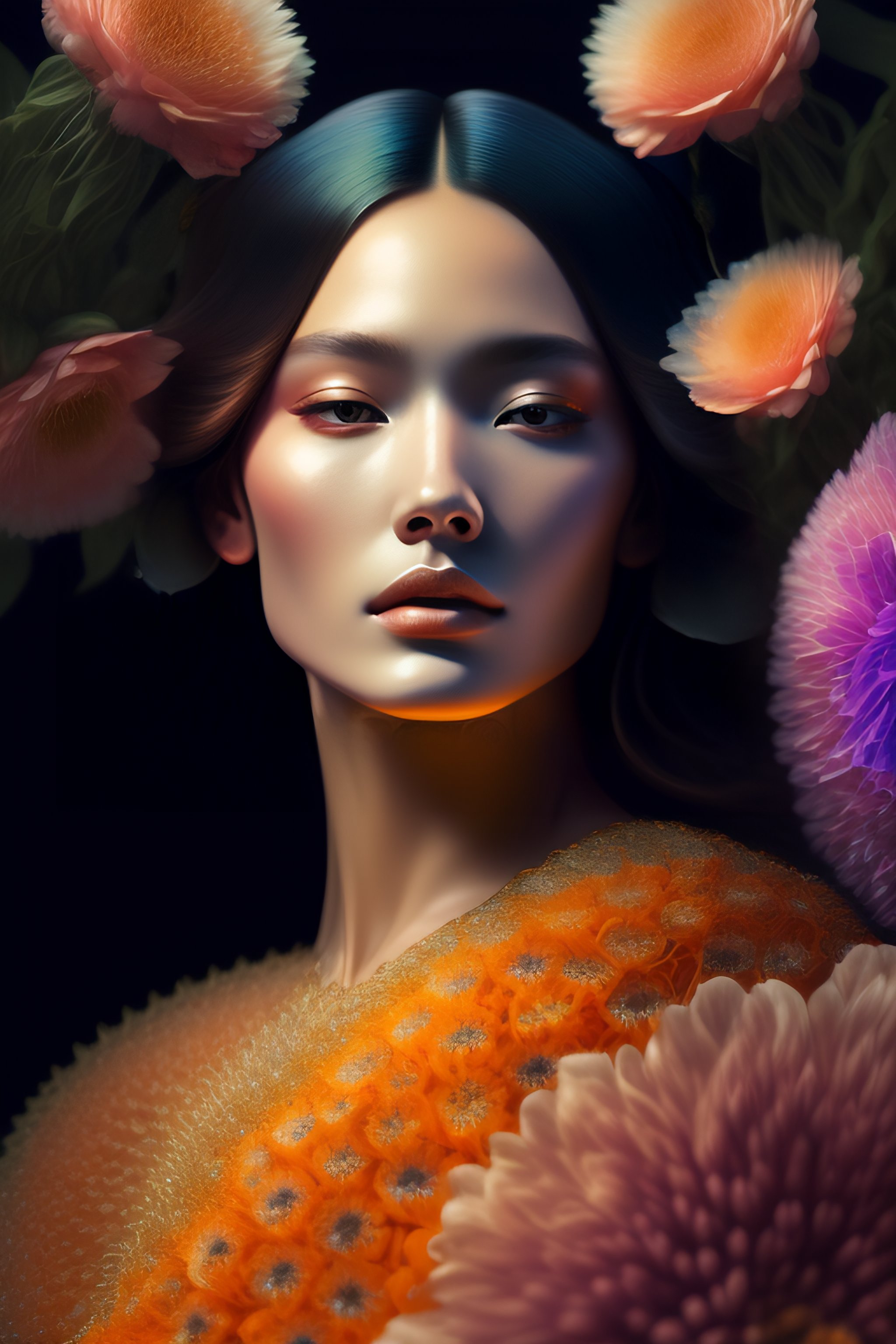 Lexica - Half body portrait of An angel in a dress made of flowers ...