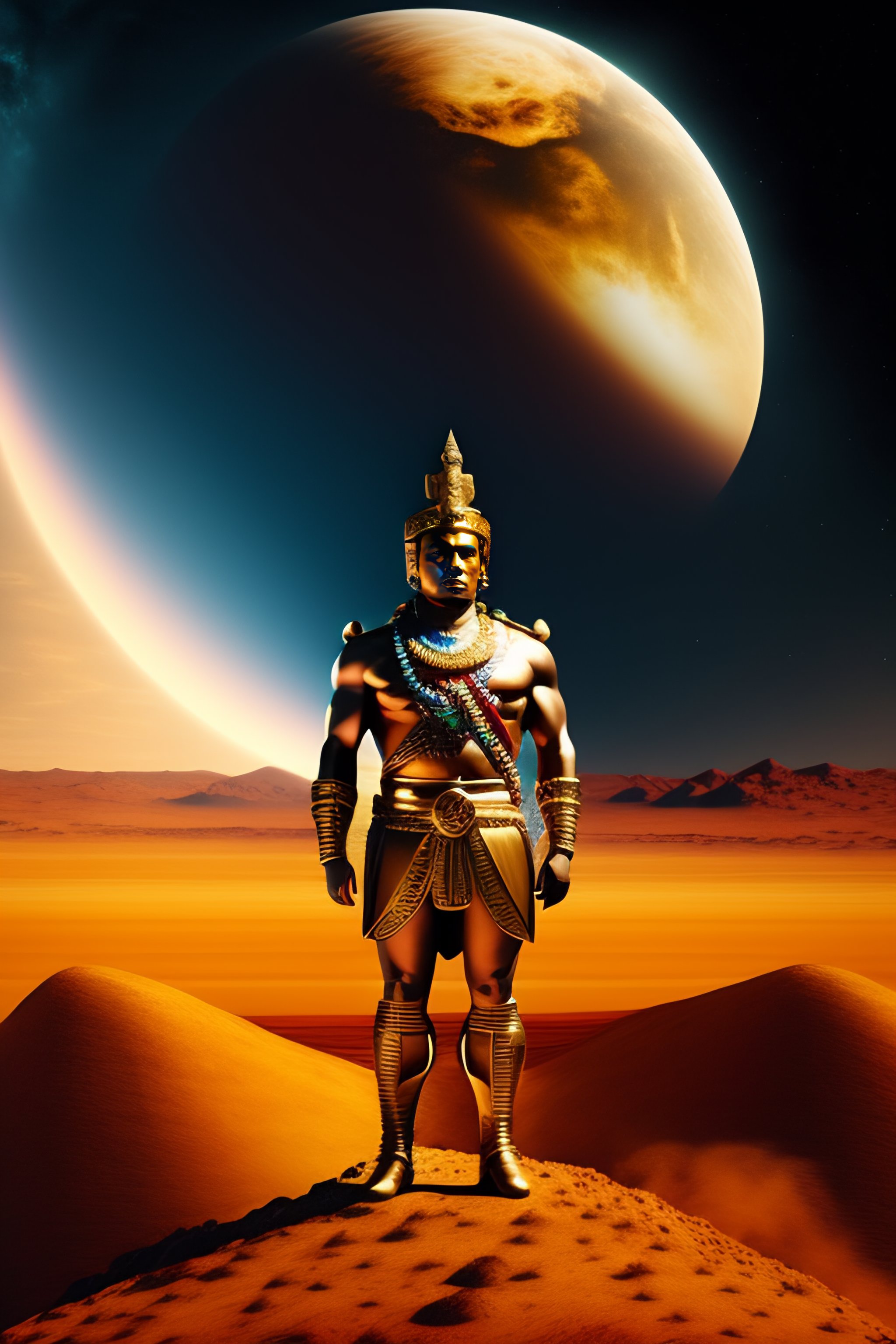 Lexica - King Kamehameha on a spaceship landing on mars