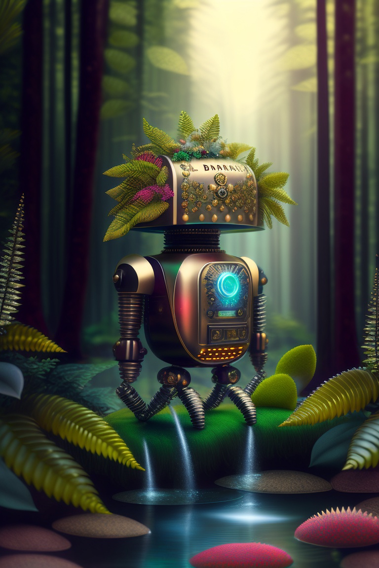 Lexica - Magic trippy silver 1950;s spiked robot with attitude, jewel ...