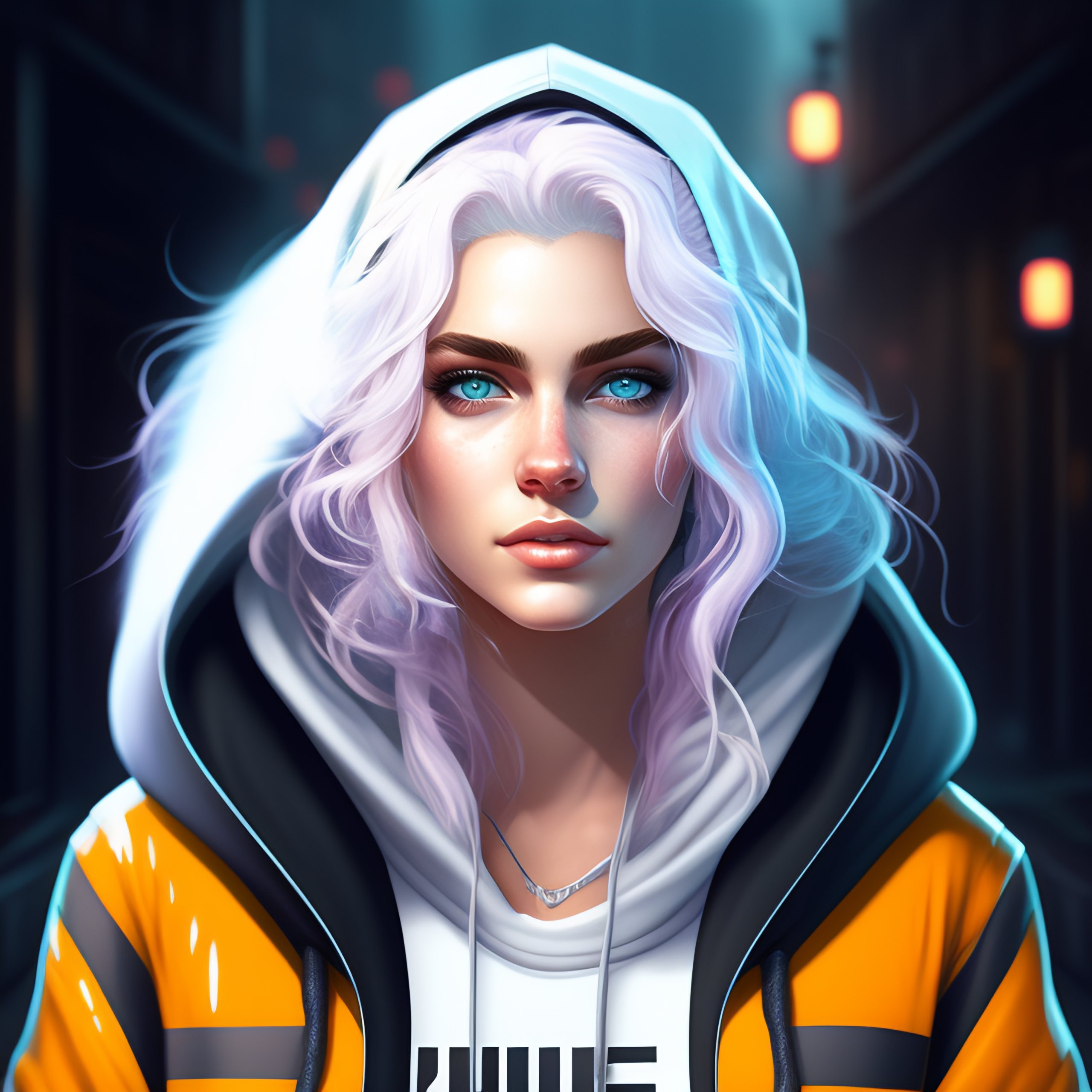 Lexica - Highly detailed portrait of a sewer punk lady student, blue ...