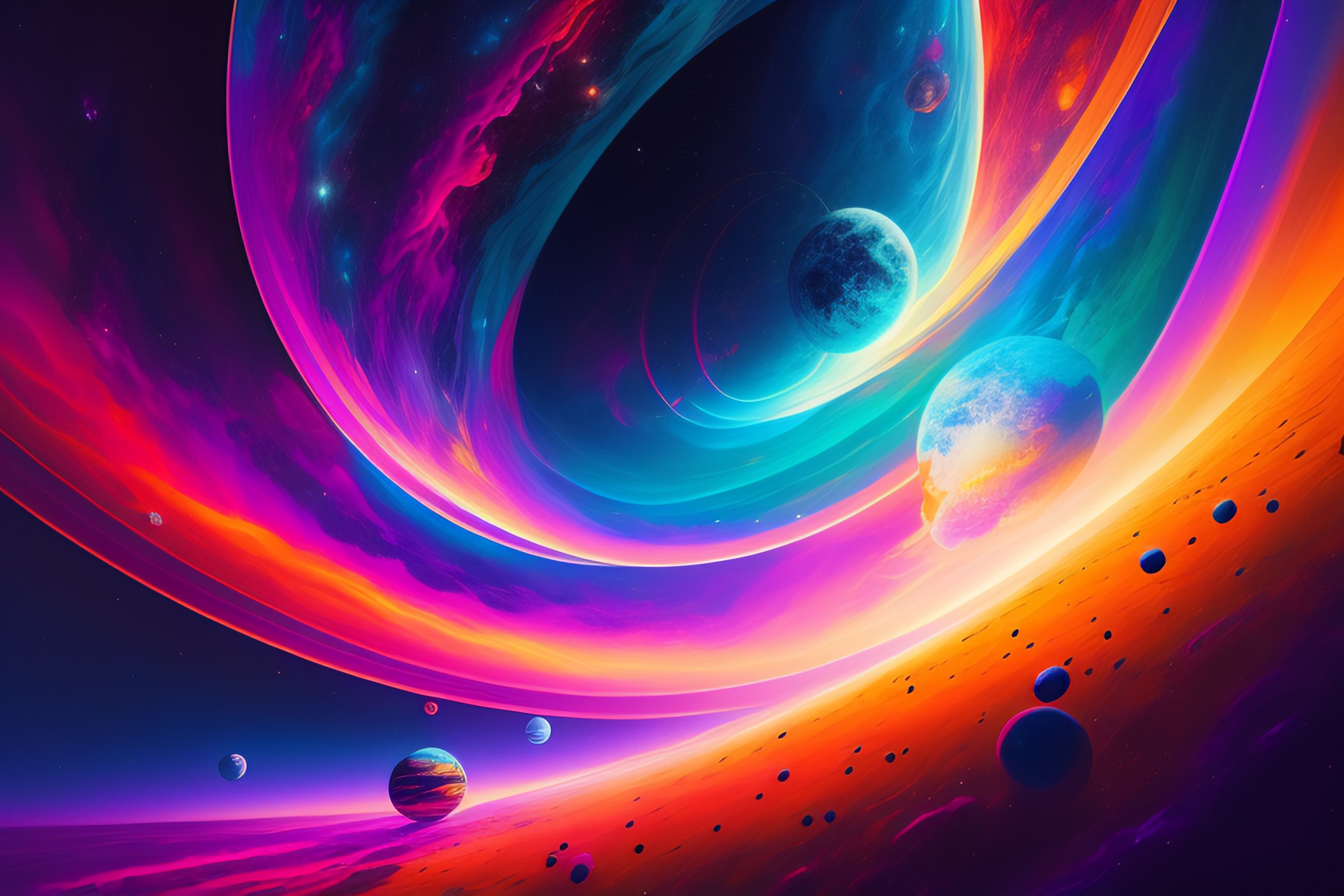Lexica - Cosmos orbit world within a world, highly saturated colors ...
