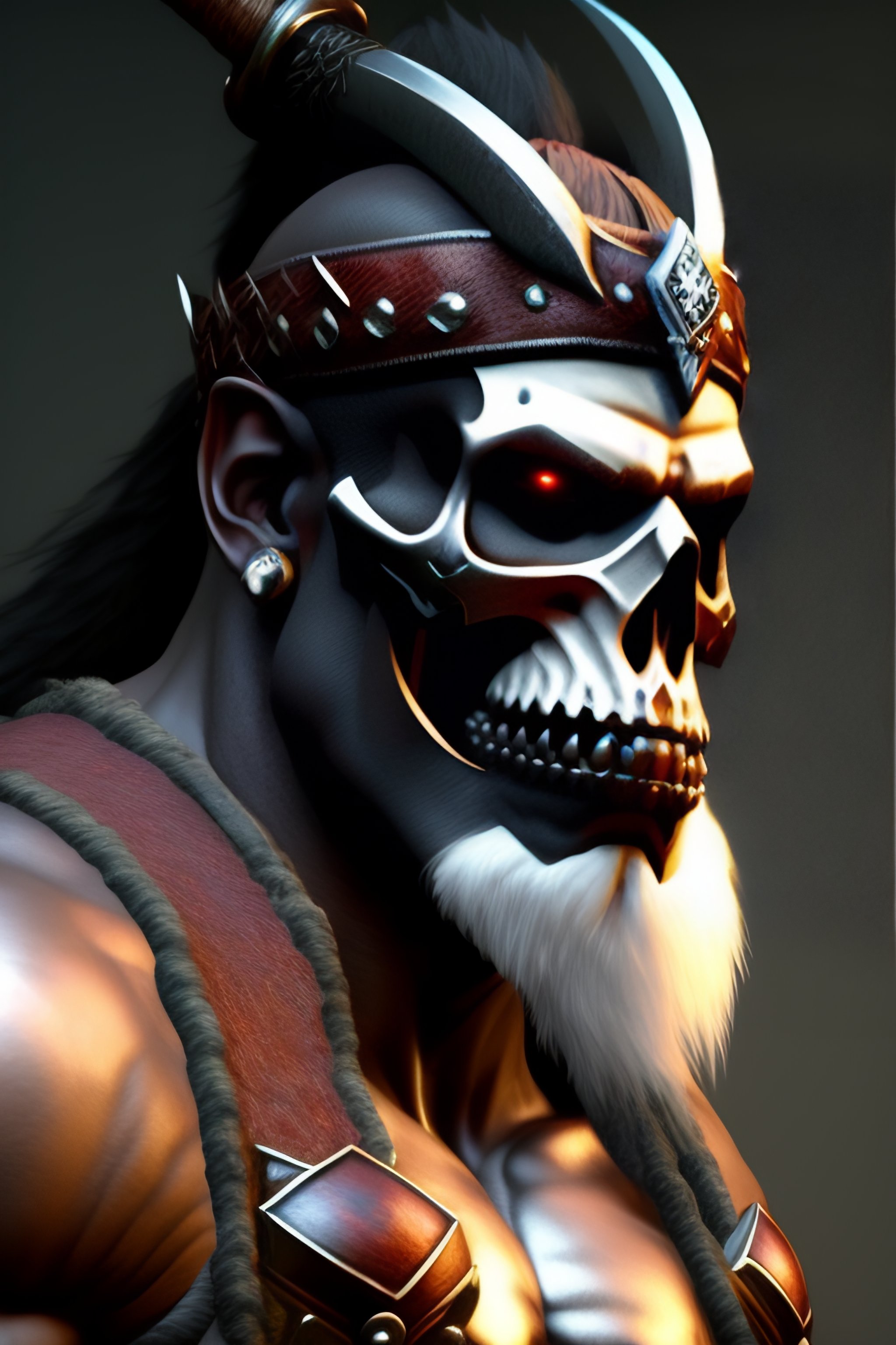 Lexica - Realistic orc barbarian battle hammer skull and bones