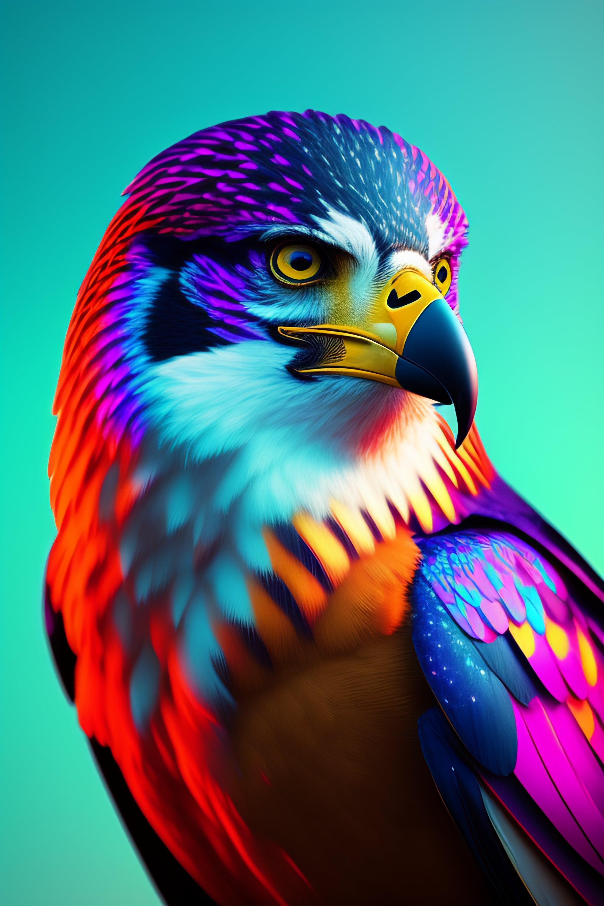Lexica - The one who flys with the howl, Falcon face, colorful light ...
