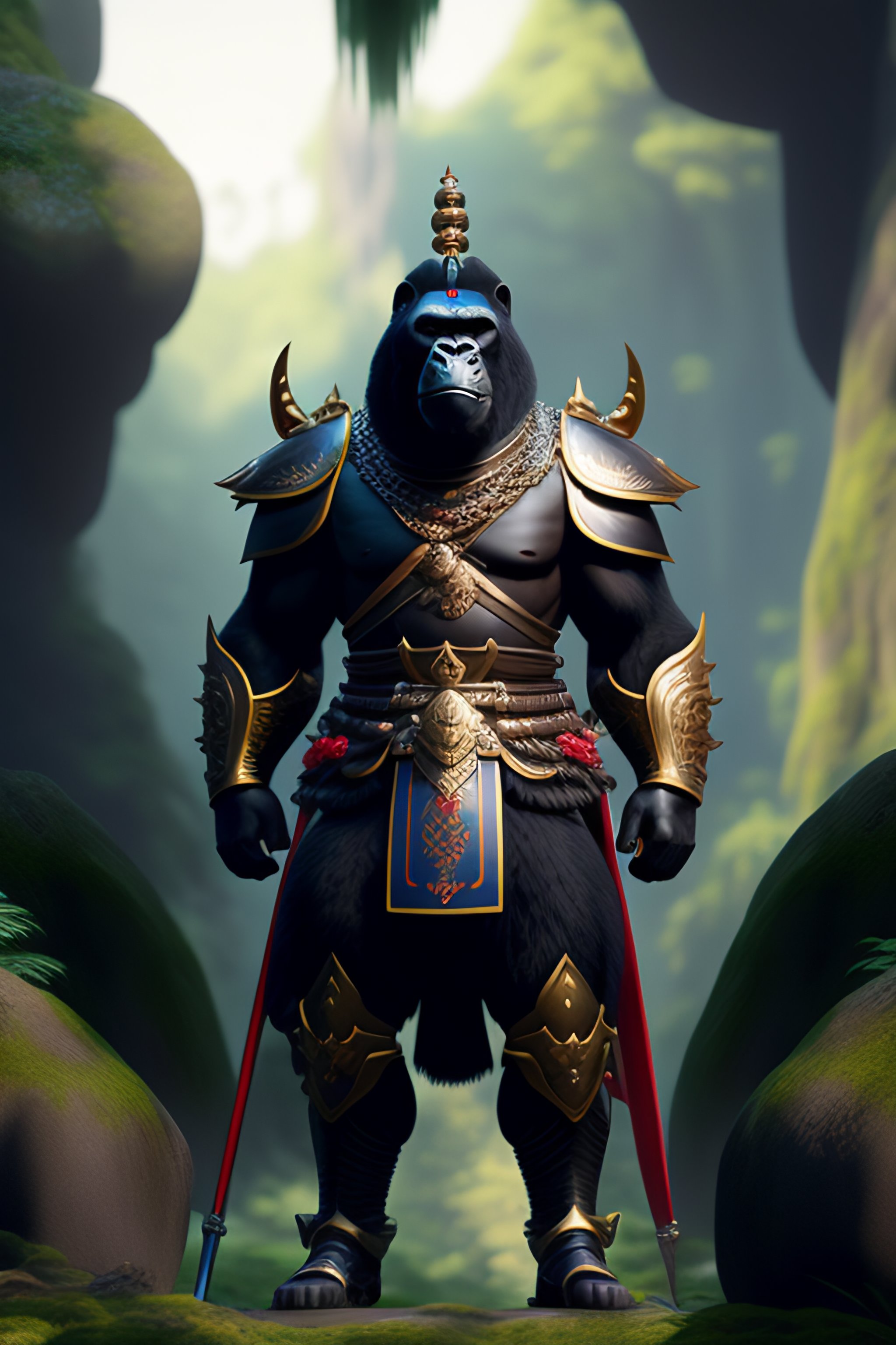 Lexica - A highly detailed matte painting of a Gorilla Samurai in full ...