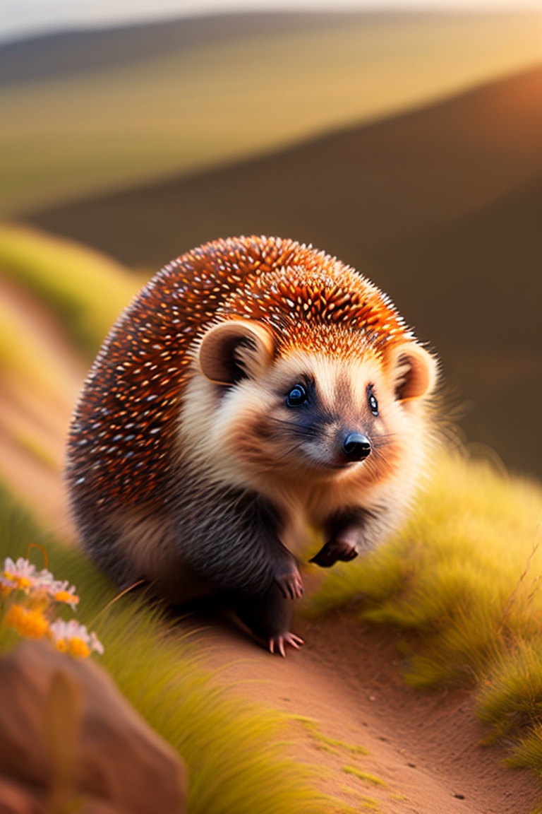 Lexica - A balled up hedgehog rolling clumsily down the slope of a hill ...