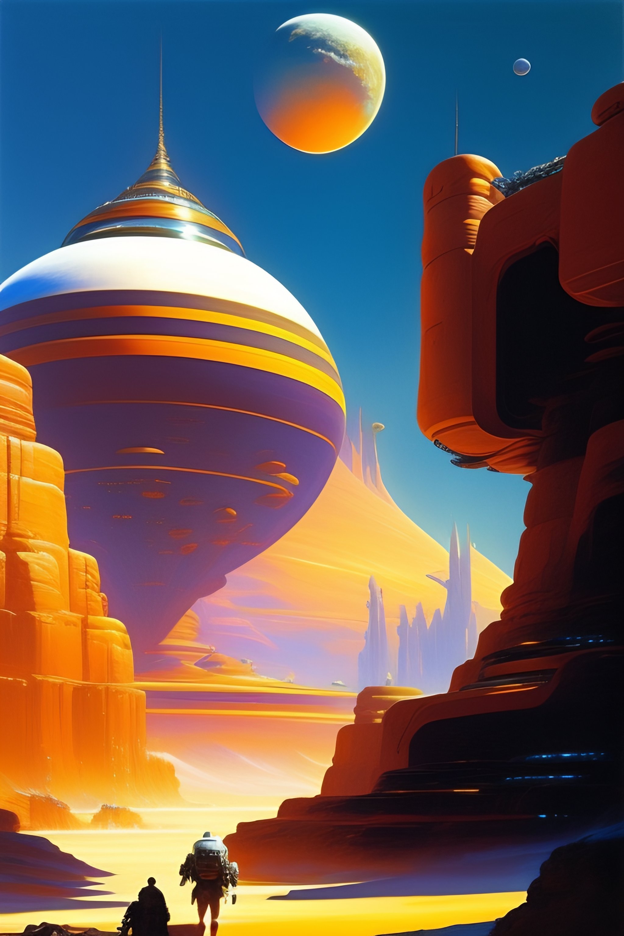 Lexica - Futuristic space port warm summer day, medium shot, by frank ...